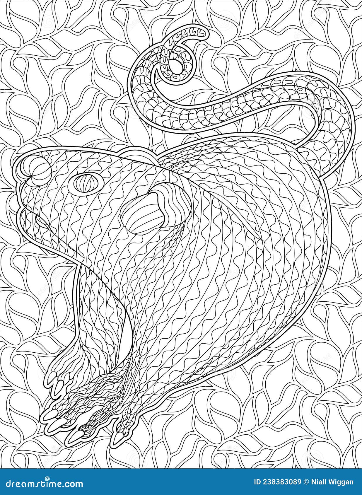 Rat Line Drawing with Geometric Background Pattern Coloring Book Idea ...