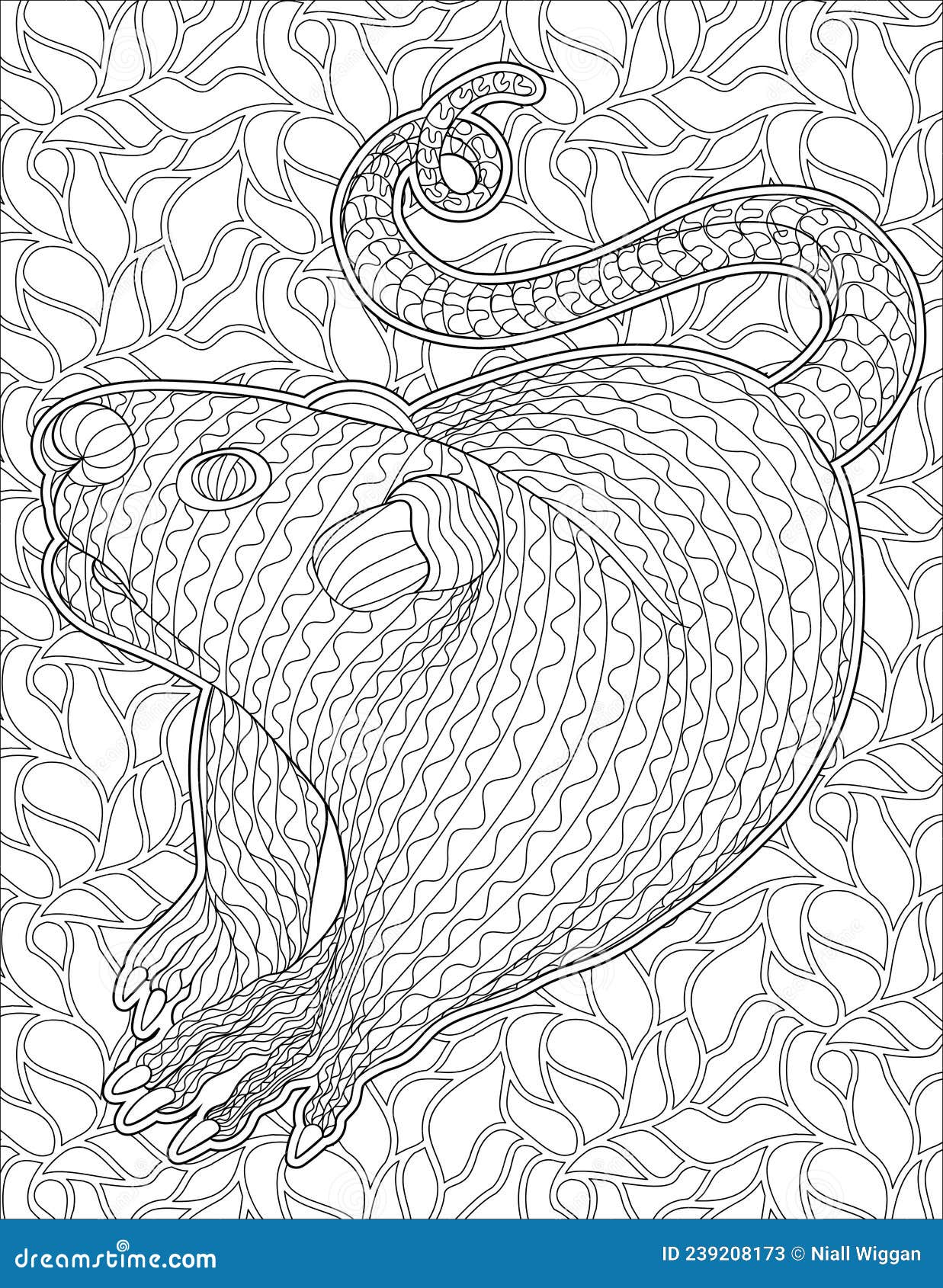 Rat Line Drawing with Geometric Background Pattern Coloring Book Idea ...