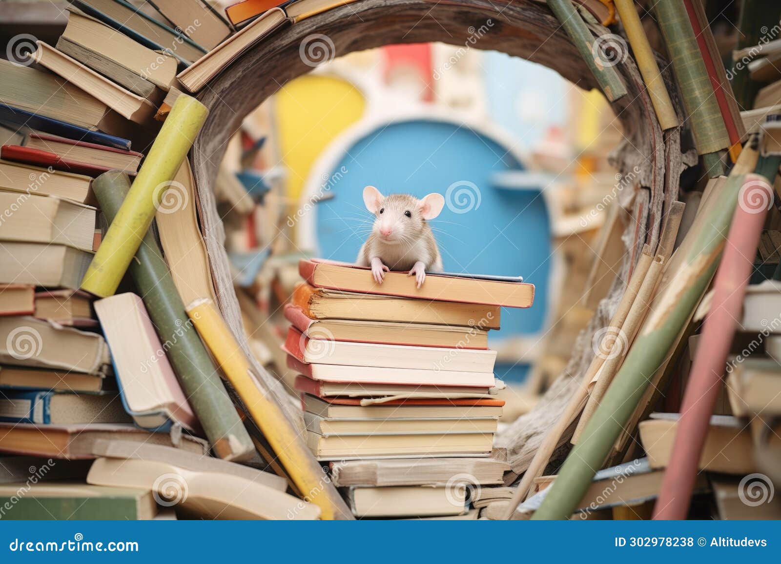 Rat in a Maze Partitioned with Books Stock Photo - Image of concept ...