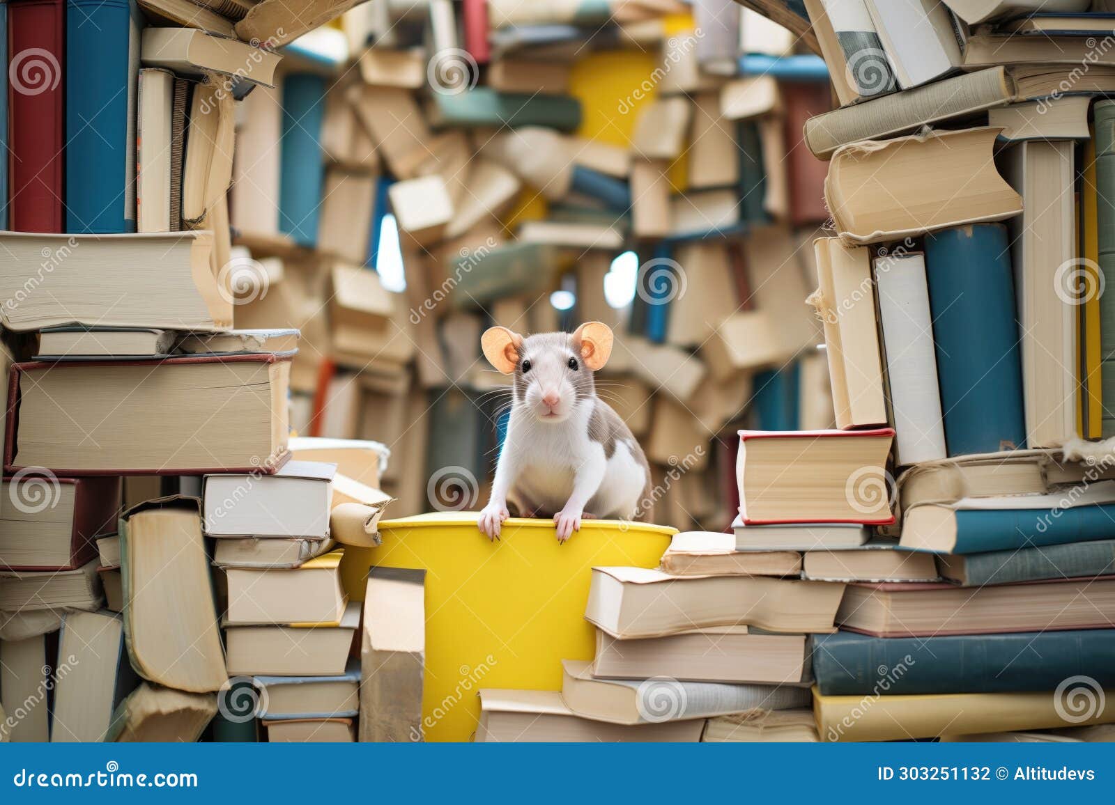 Rat in a Maze Partitioned with Books Stock Photo - Image of book ...