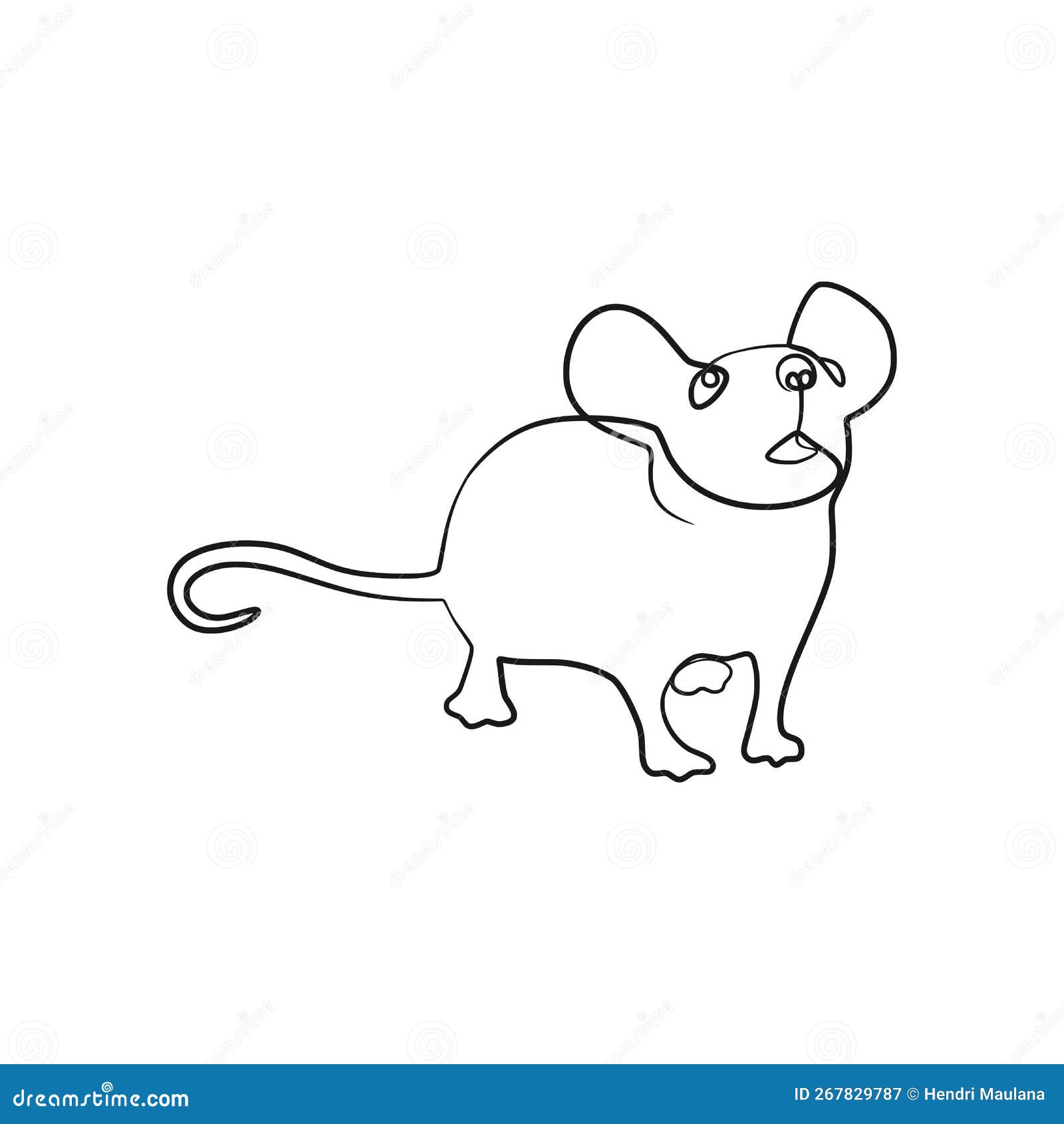 Rat Mouse Continuous One Line Drawing Stock Vector - Illustration of ...