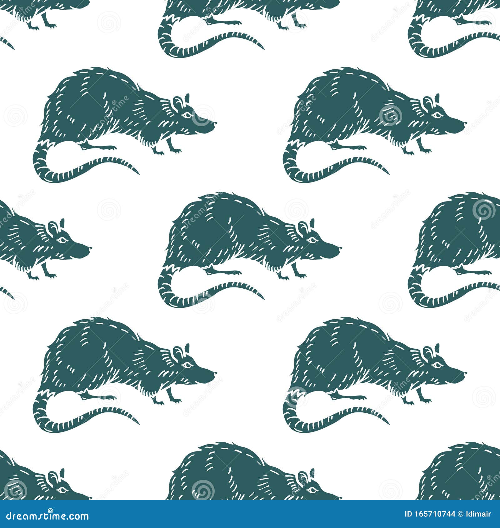 Rat or Mouse Seamless Pattern Background. Vector Stock Vector ...