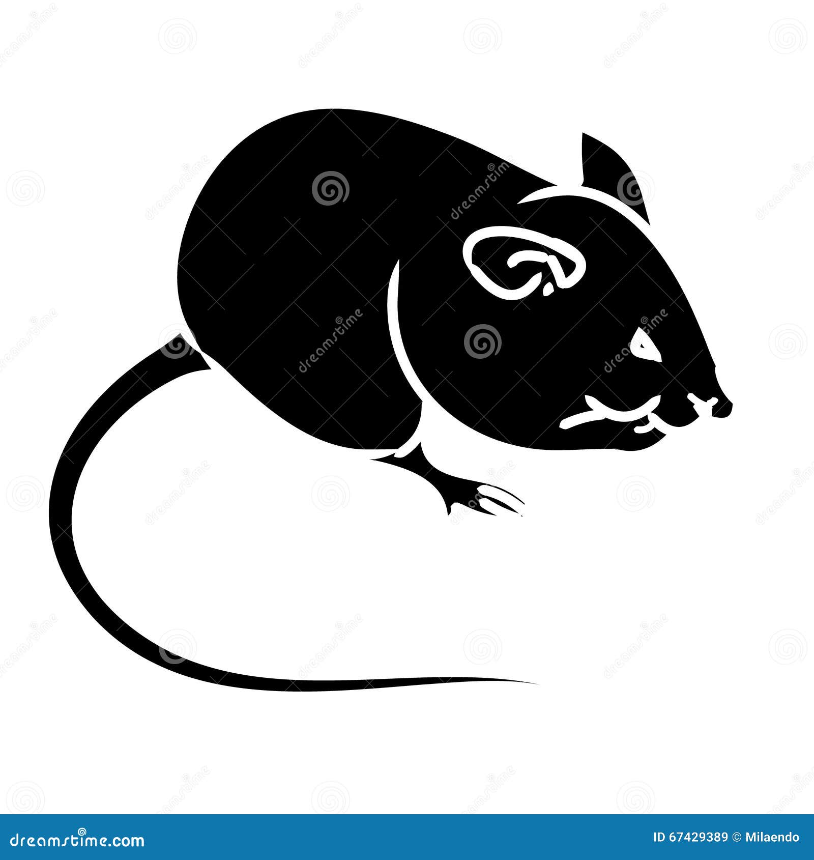 Rat, muis - zwart silhouet vector illustratie. Illustration of grappig ...