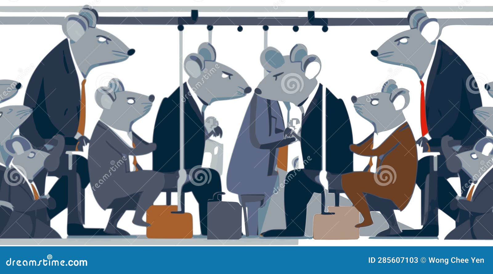 Rat Office Workers in Subway Train Vector Graphics Stock Illustration ...