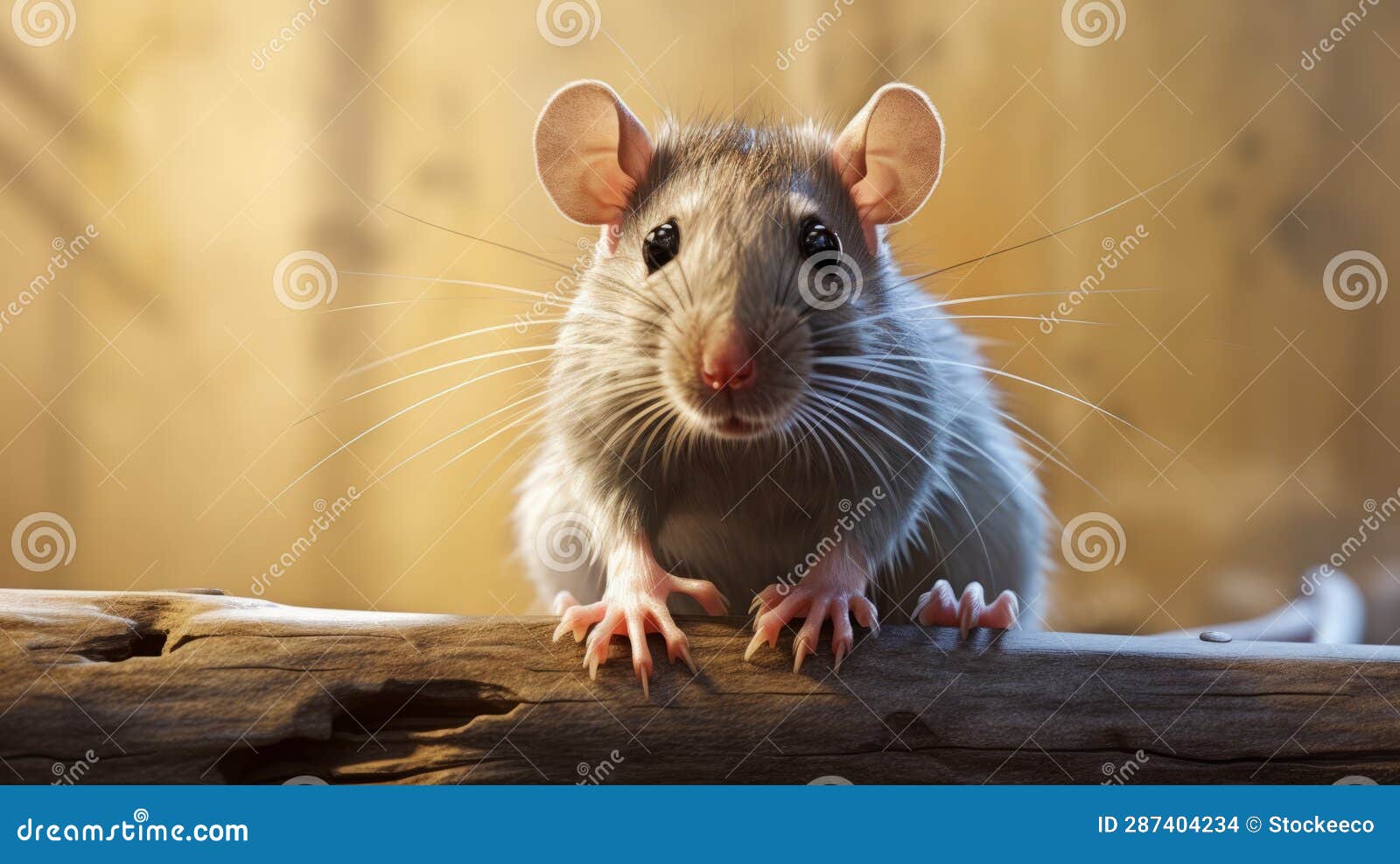 Hyper-realistic Illustration of a Rat on Wooden Surface Stock ...