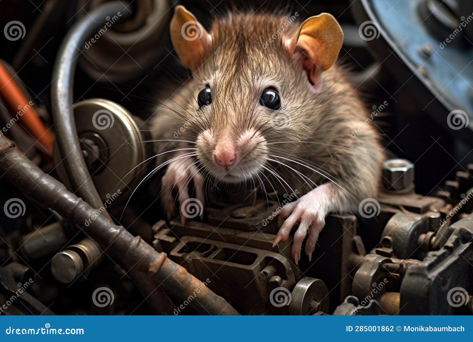Rat Rodent Inside Car Engine Stock Illustration - Illustration of ...