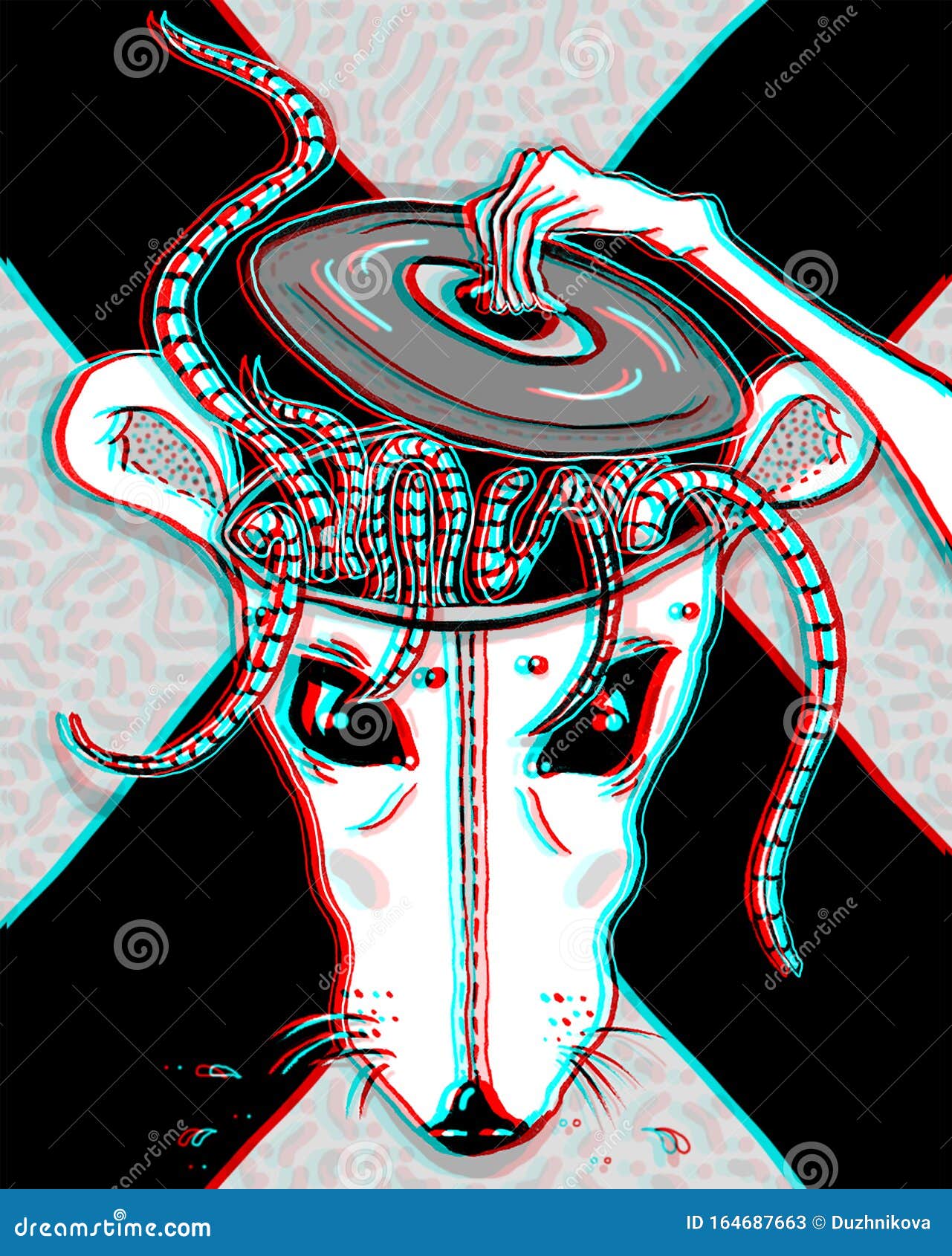 From the Rat`s Head As from Pan Sticking Tails with 3d Effect Stock ...