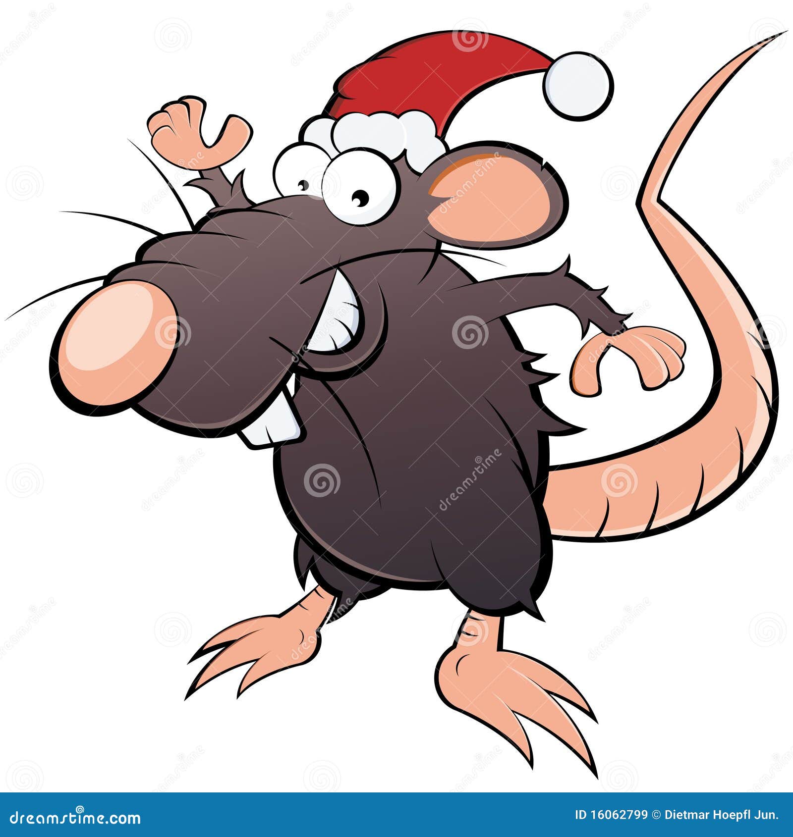Rat in Santa Claus hat stock vector. Illustration of waving - 16062799