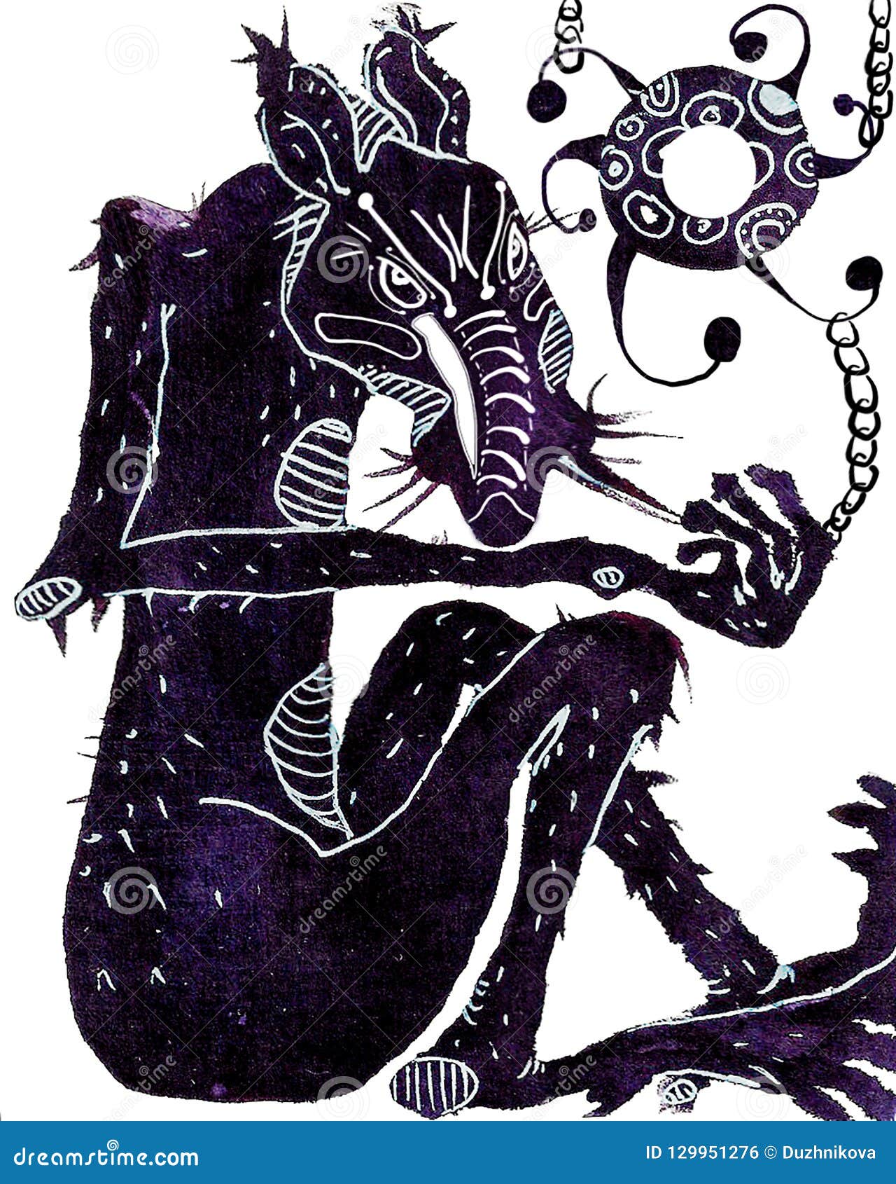 The Rat Shaman is Painted with Ink and Amulet Stock Illustration ...