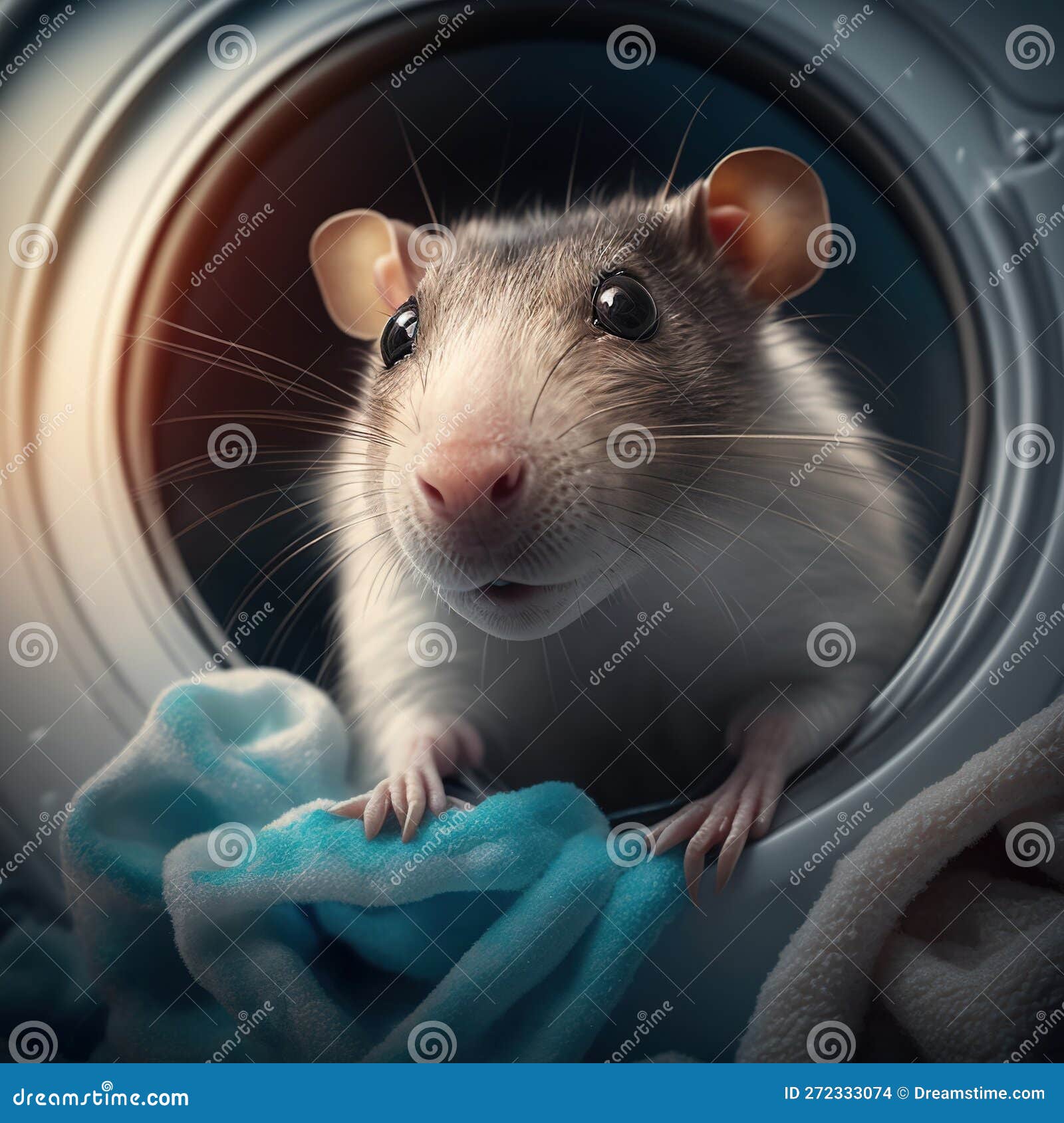 A Rat Sitting in a Washing Machine Looking at the Camera with a ...