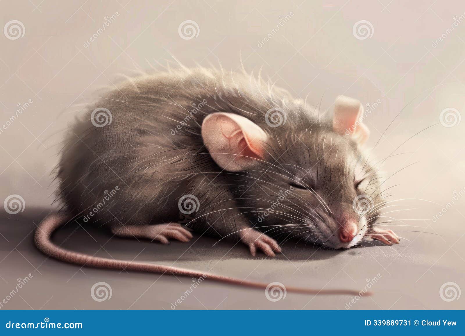 A Rat is Sleeping on a Grey Surface Stock Illustration - Illustration ...