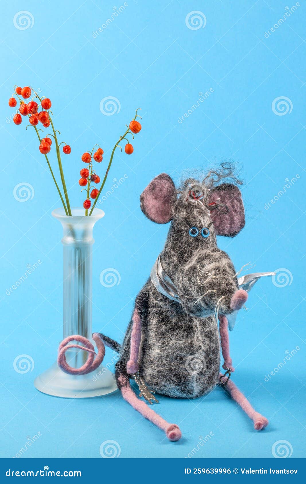 Rat - Soft Toy Made of Felted Wool on a Blue Background Stock Photo ...