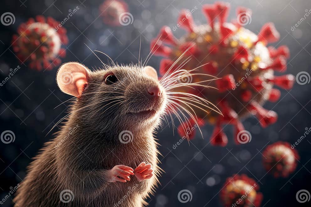 A Rat is Standing in Front of Virus Particles. Stock Image - Image of ...