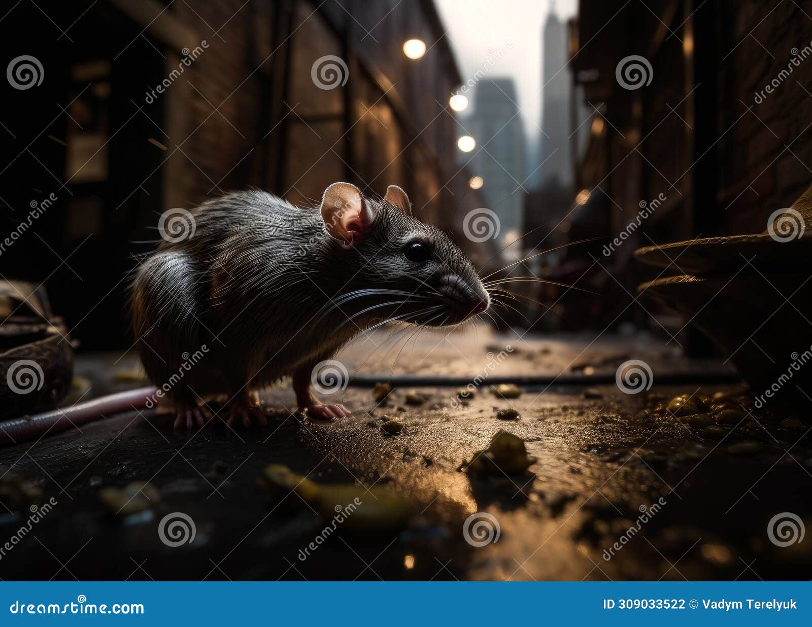Rat Stands in Alley in the Dark Stock Photo - Image of wilderness ...