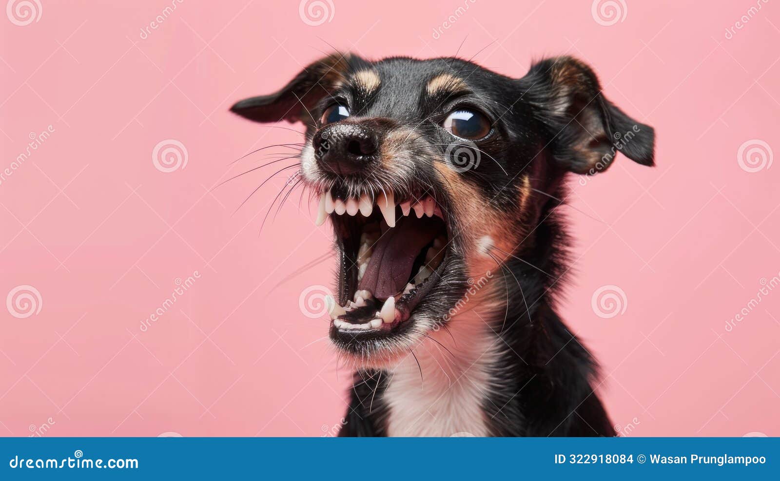 Rat Terrier, Angry Dog Baring Its Teeth, Studio Lighting Pastel ...