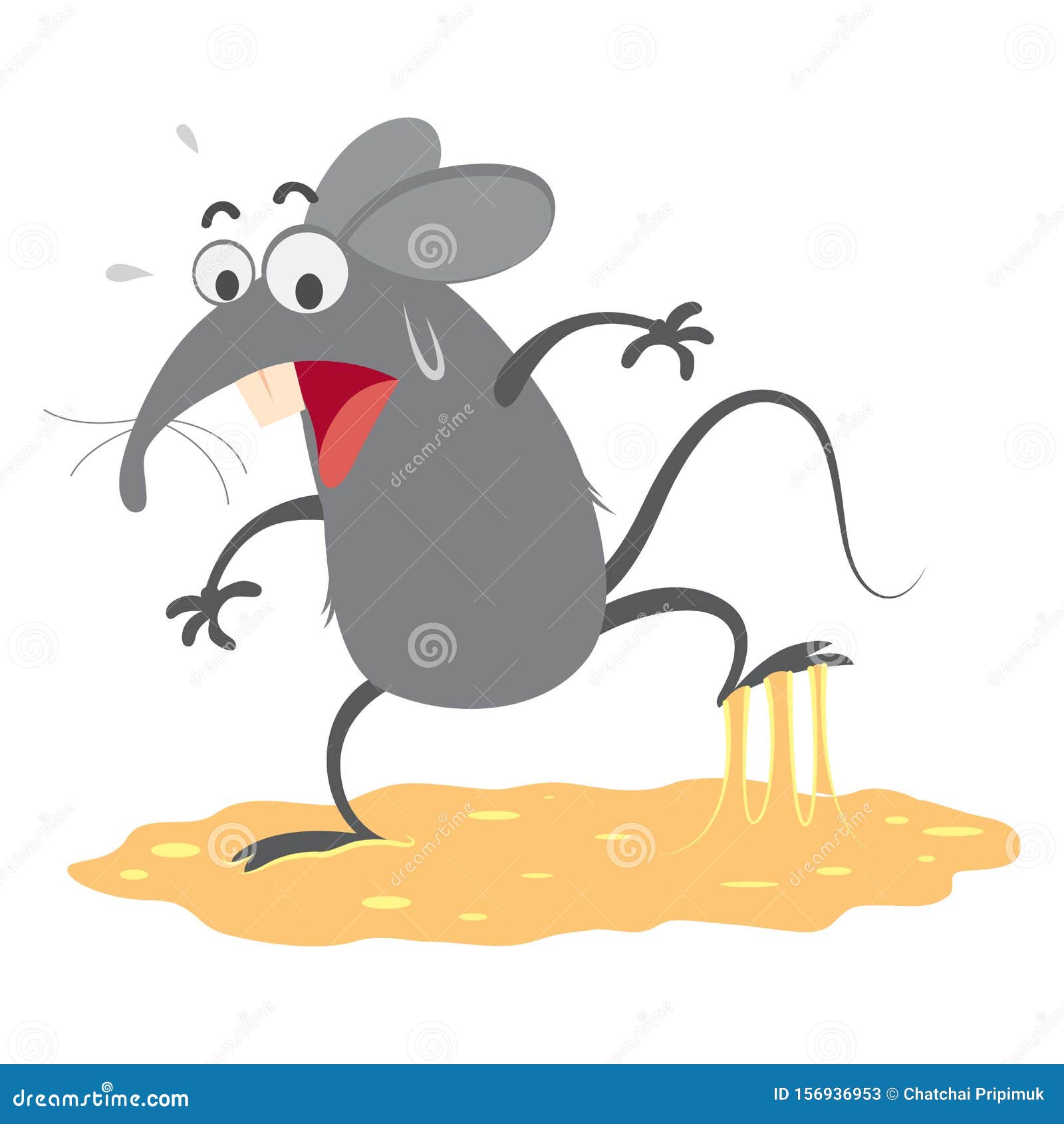 Rat Trapped In Sticky Glue Traps.illustration Of A Cartoon Mouse ...