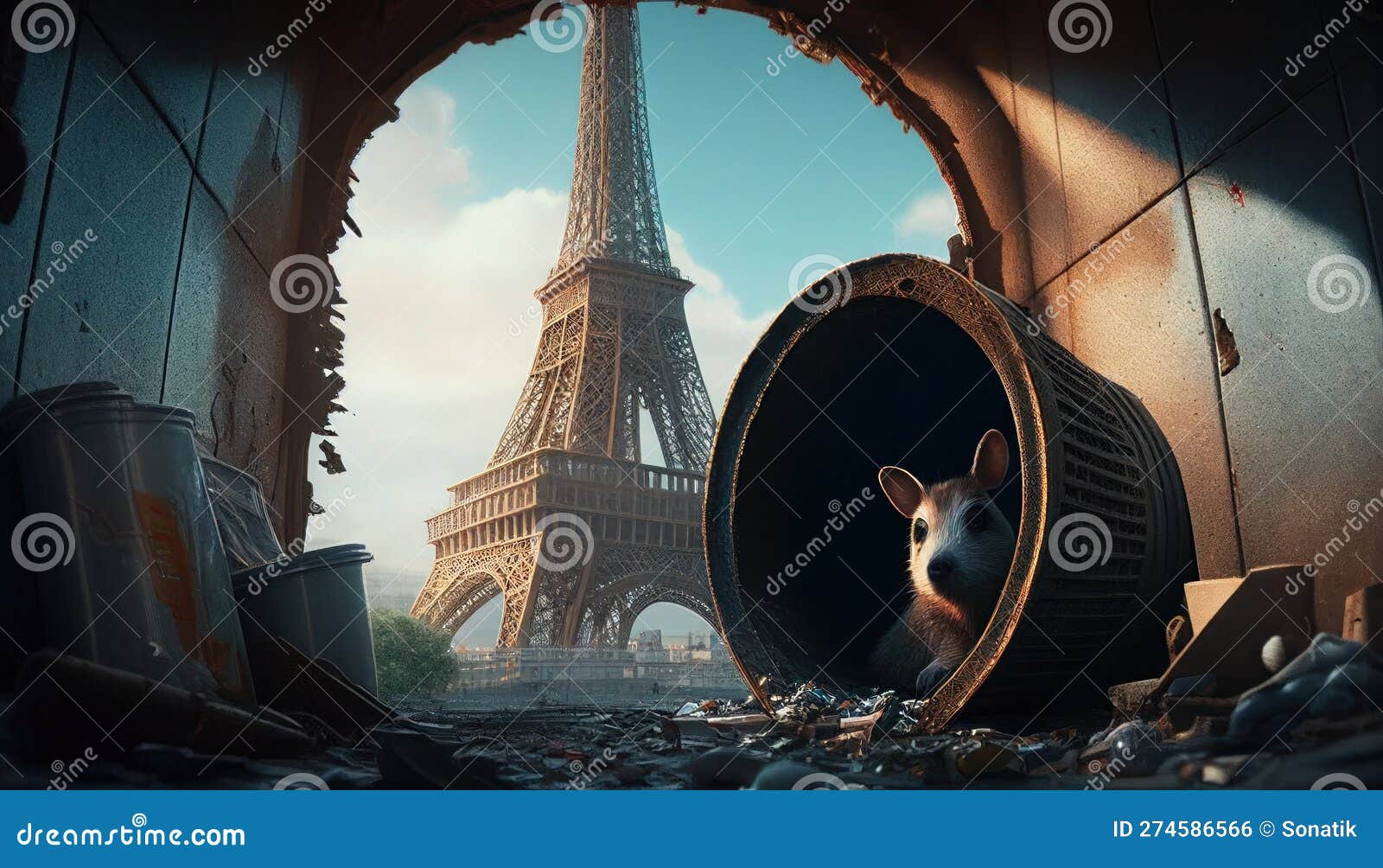 Rat in Garbage in Paris by Generative AI Stock Illustration ...