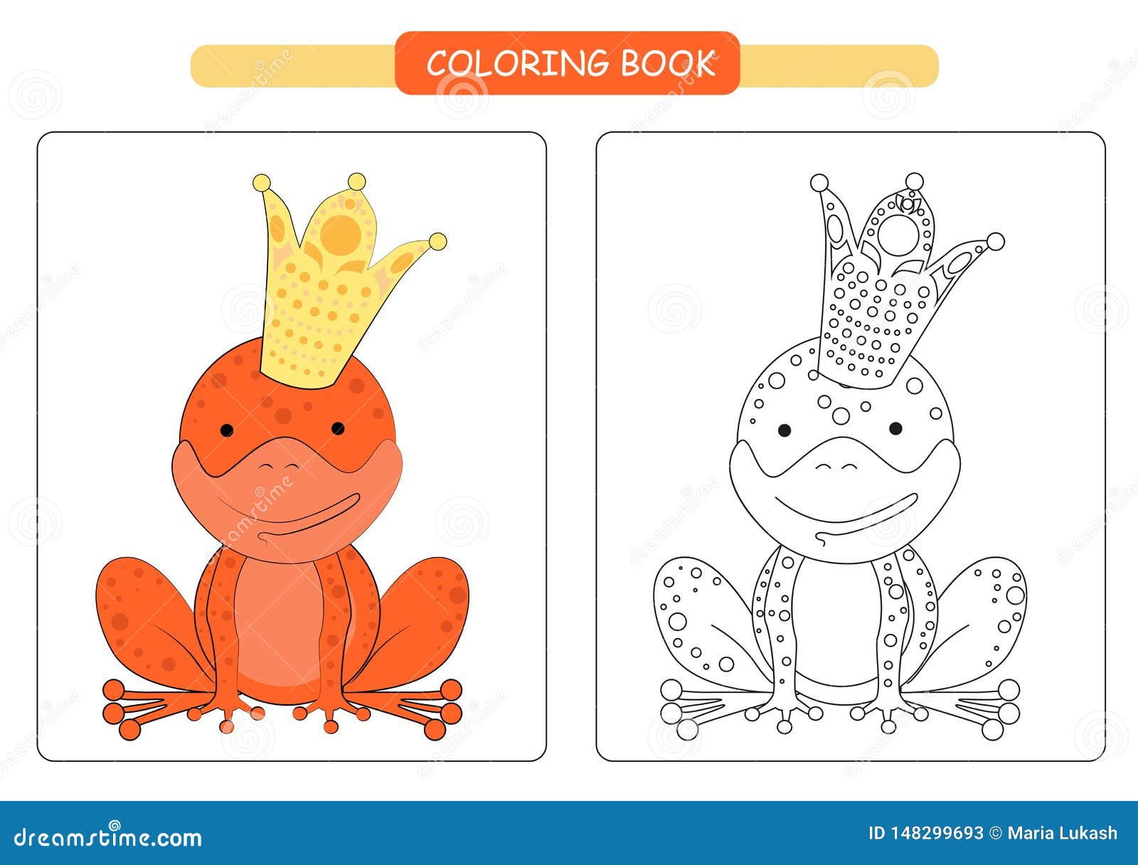 Coloring Book for Frog. Cute Cartoon Yabby. Vector Illustration. Stock ...