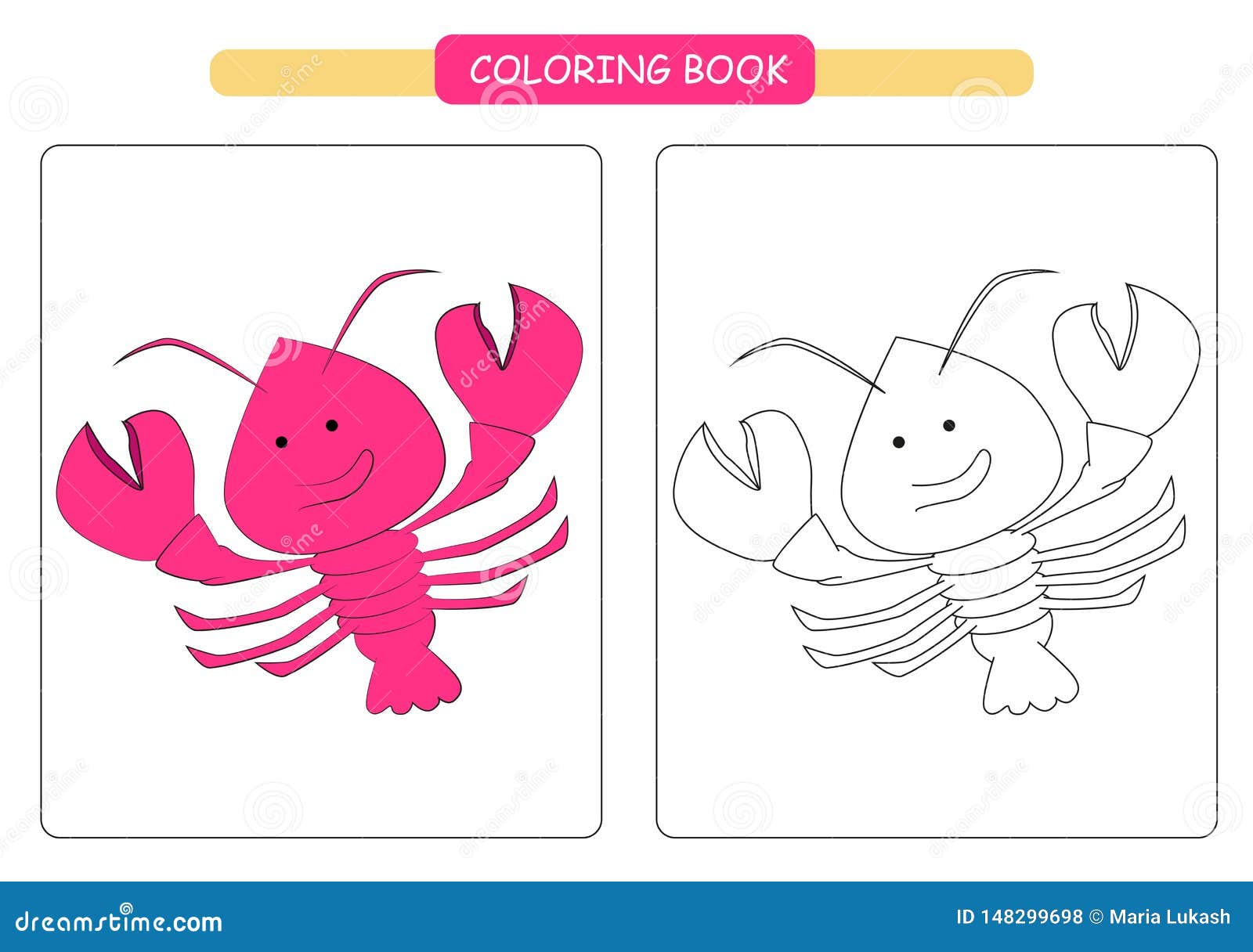 Coloring Book for Kids. Cute Cartoon Yabby. Vector Illustration. Stock ...