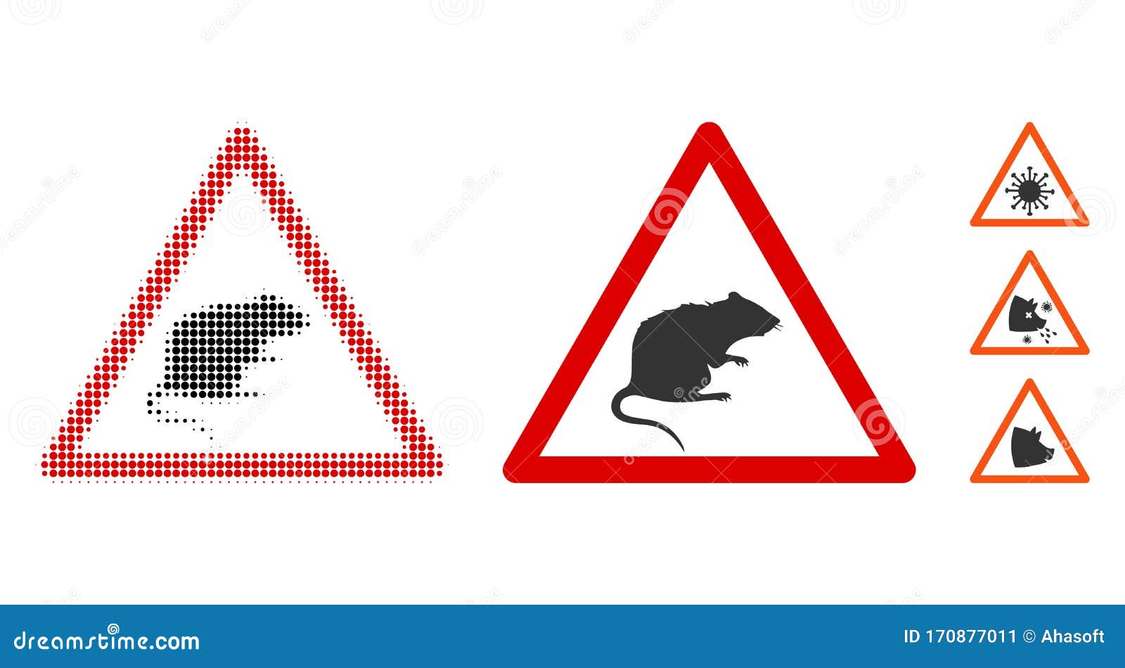 Rat Warning Halftone and Solid Icon Stock Vector - Illustration of ...