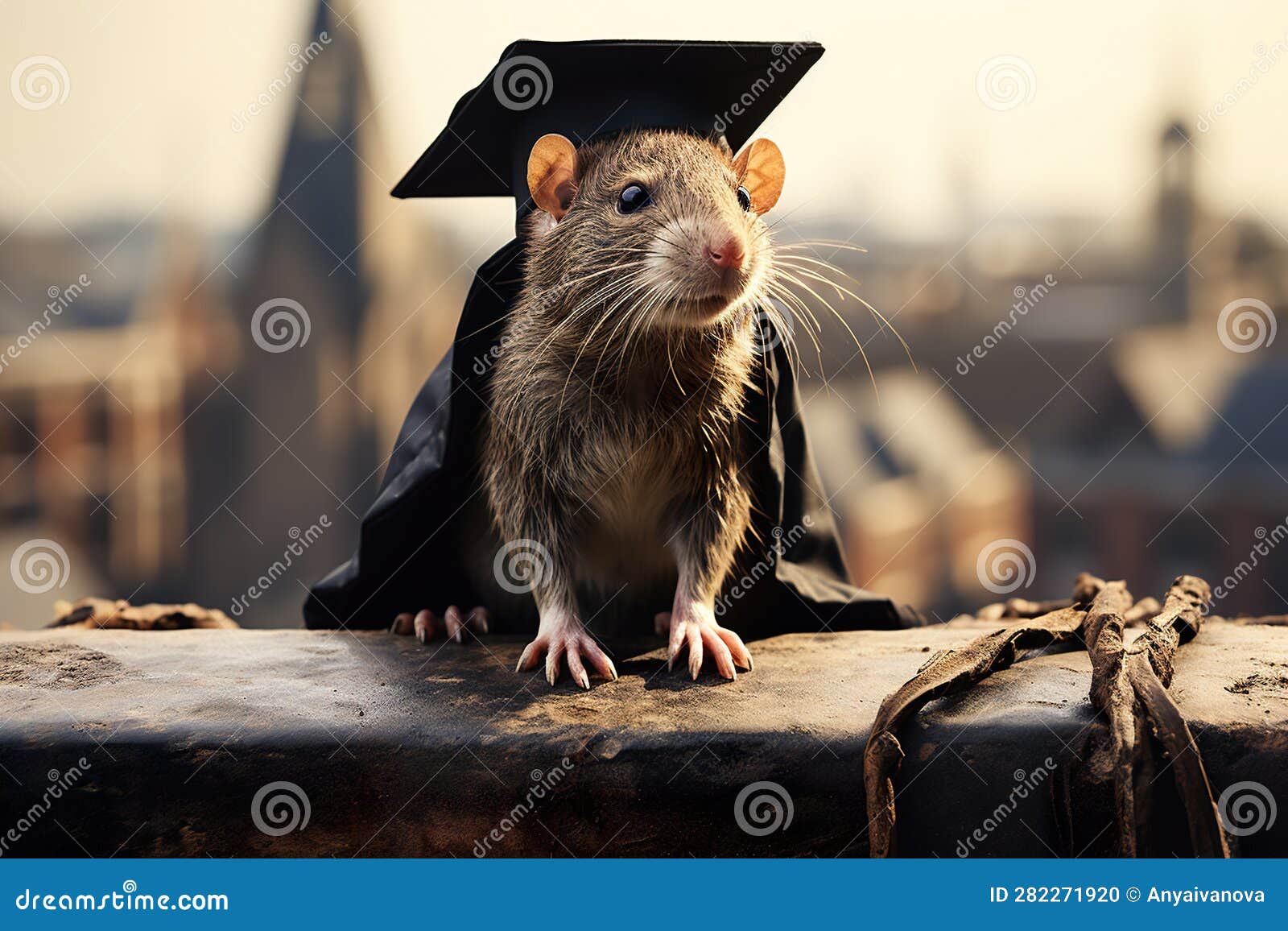 A Rat Wearing a Graduation Cap and Gown. Generative AI Image. Stock ...