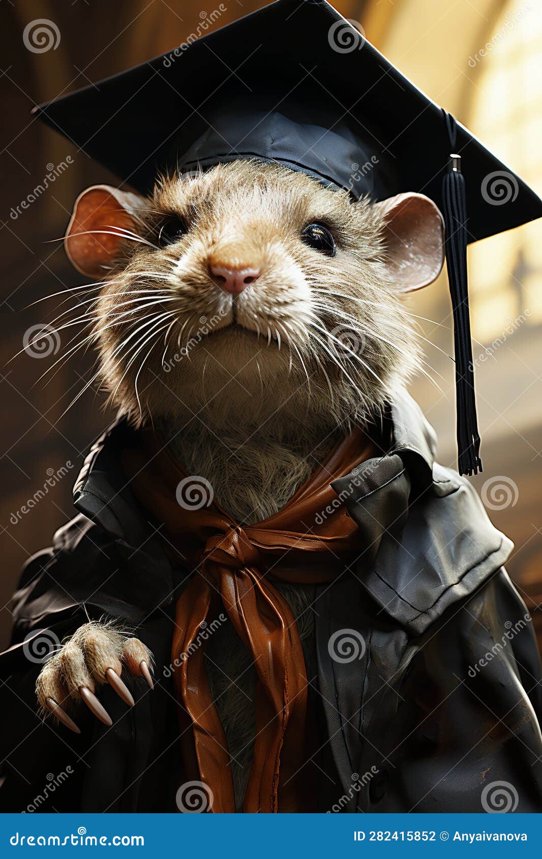 A Rat Wearing a Graduation Cap and Gown. Generative AI Image. Stock ...