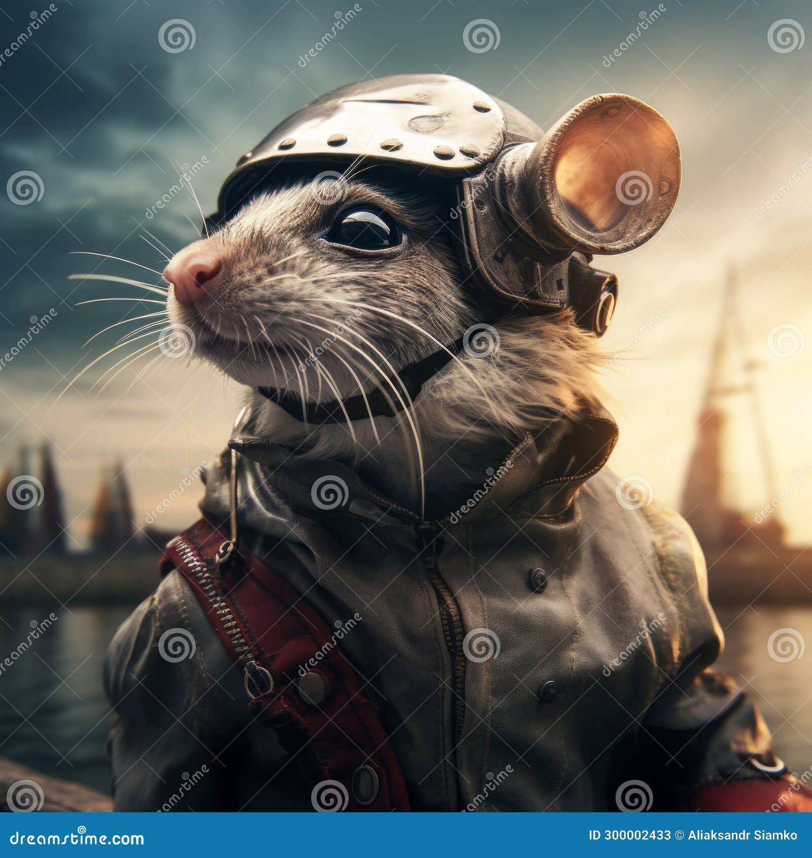 A Rat Wearing a Helmet and Jacket Stock Image - Image of nature, green ...