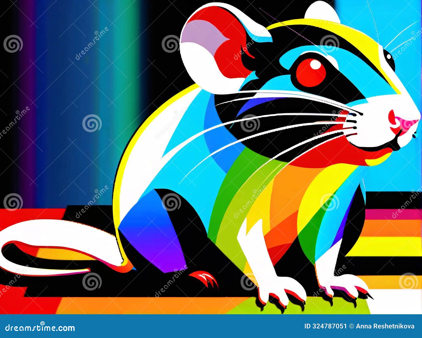 A Rat Works at a Computer in the Office. Artificial Intelligence. Stock ...