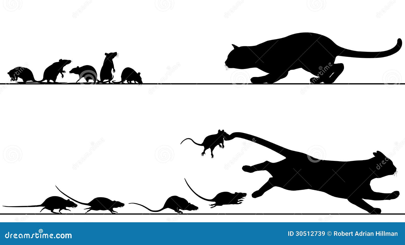 Ratas Que Persiguen El Gato Ilustración del Vector - Ilustración de ...