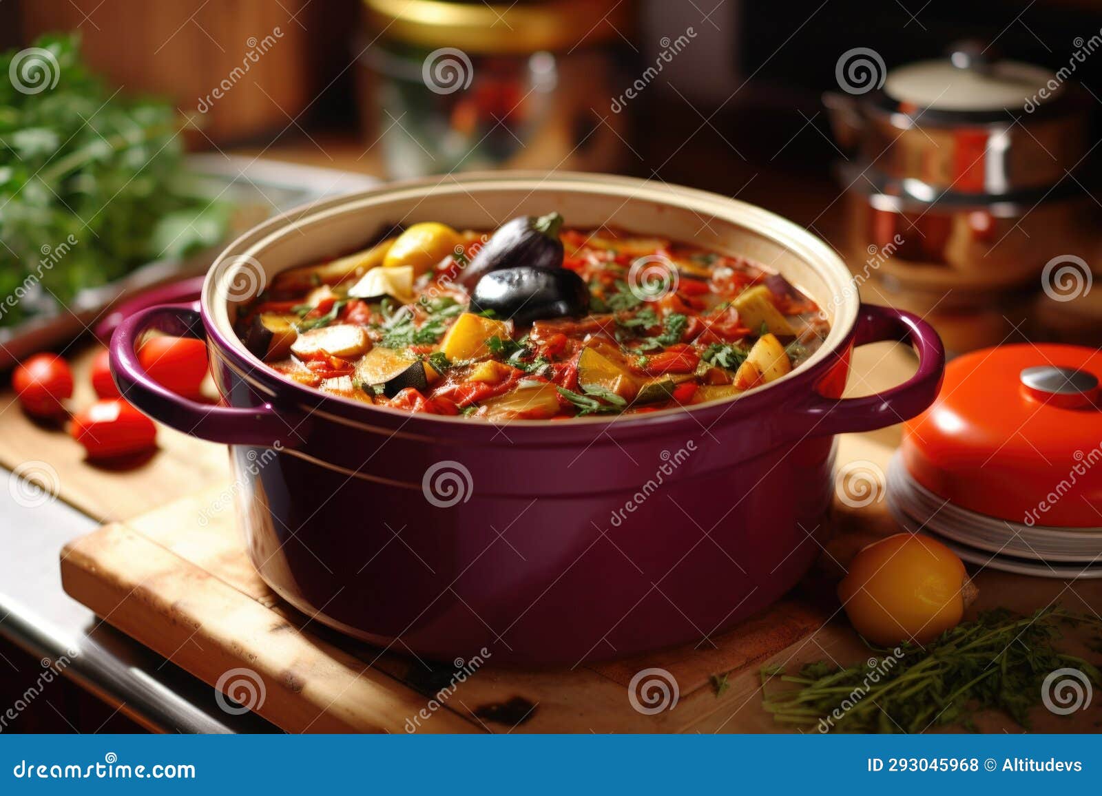 Ratatouille Being Cooked in a Ceramic Pot Stock Photo - Image of eating ...