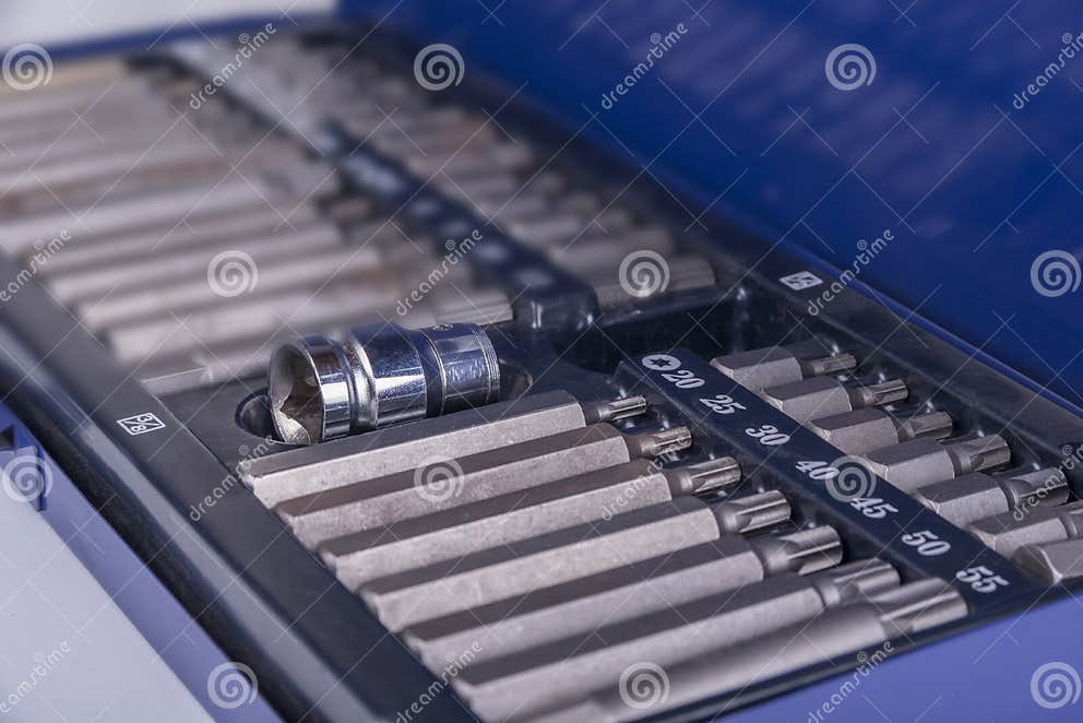 Ratchet with Hexagonal and Torx Bits on a White Stock Photo - Image of ...