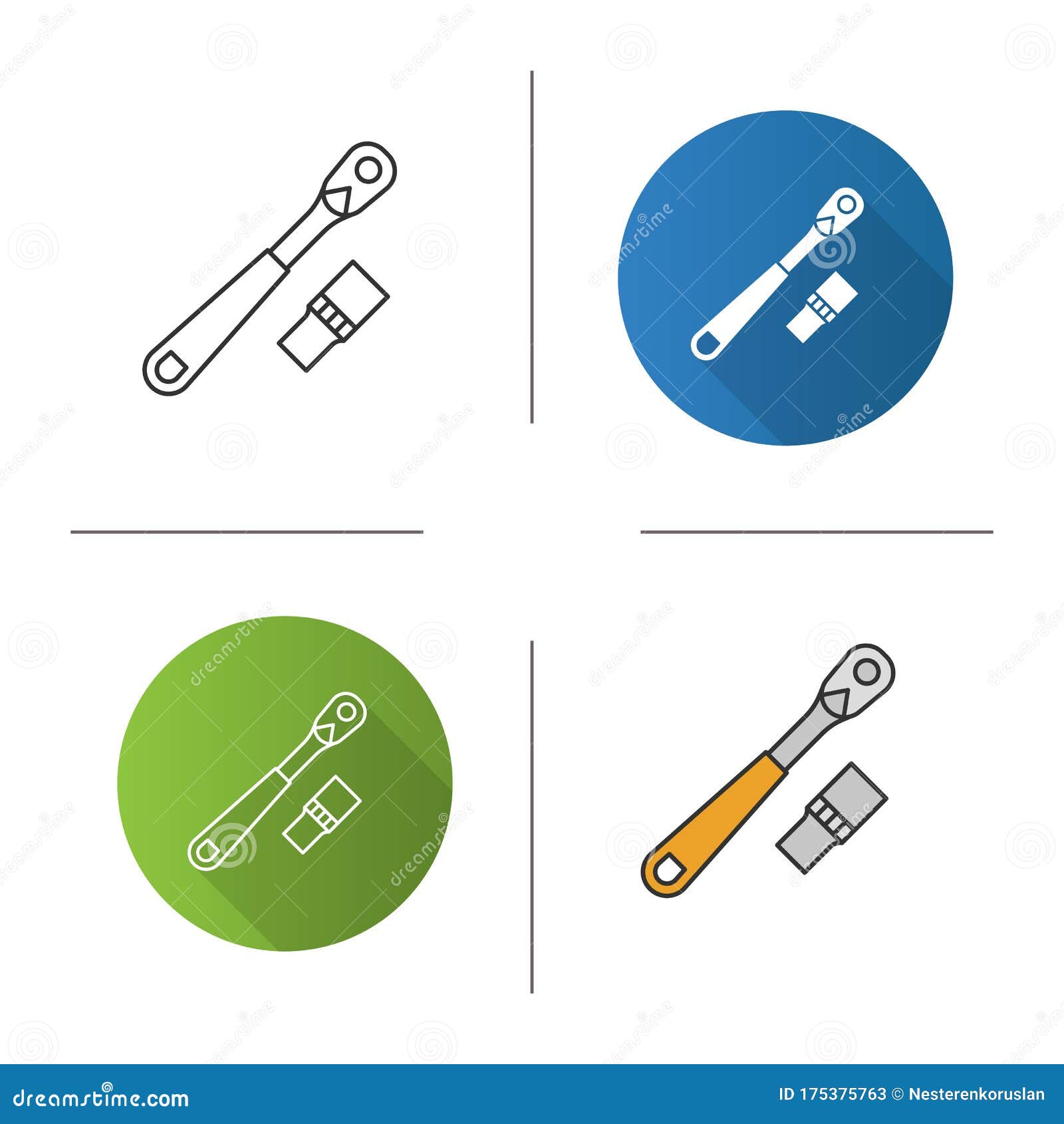 Ratchet icon stock vector. Illustration of instrument - 175375763