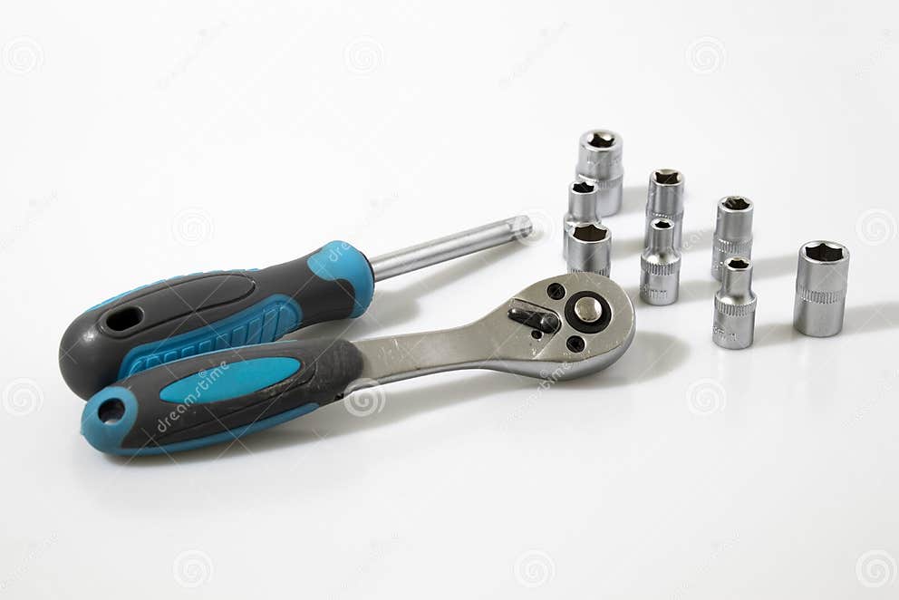 A Ratchet Key in a White Background Stock Image - Image of vanadium ...