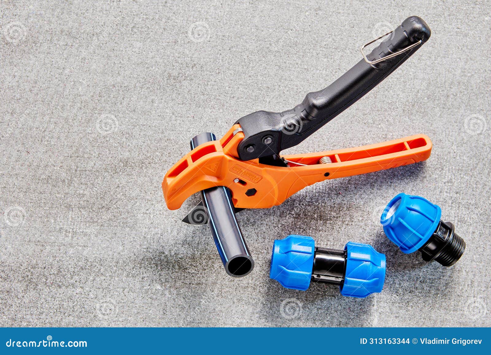 HDPE Pipe Cutter Scissors is Cutting Water Tube when Installing ...