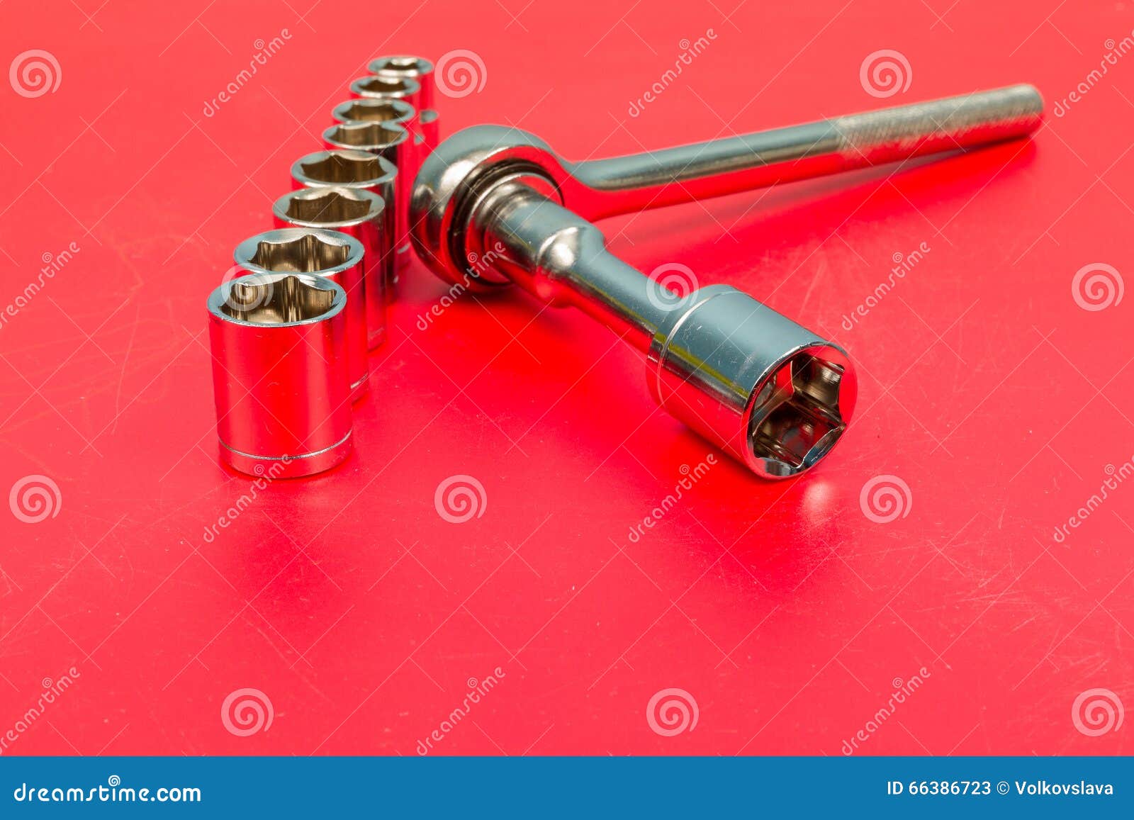 Ratchet and a Set of Interchangeable Heads Stock Image - Image of ...