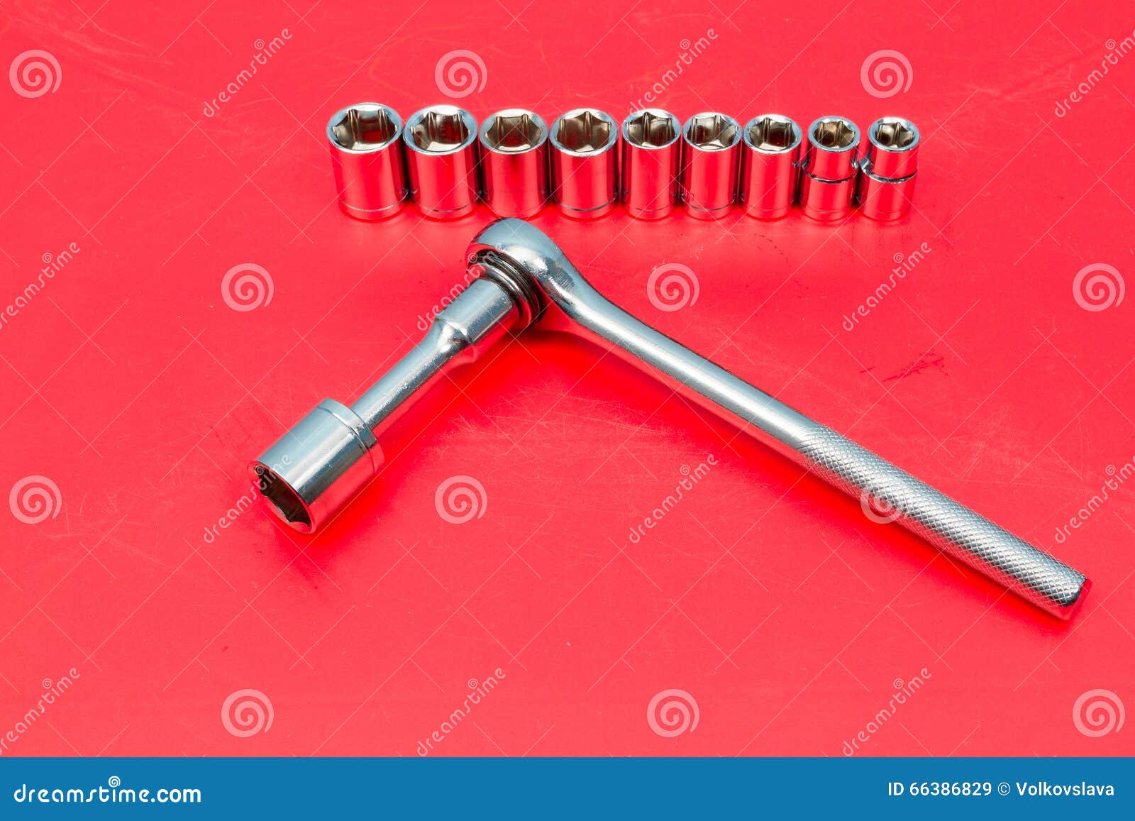 Ratchet and a Set of Interchangeable Heads Stock Image - Image of ...
