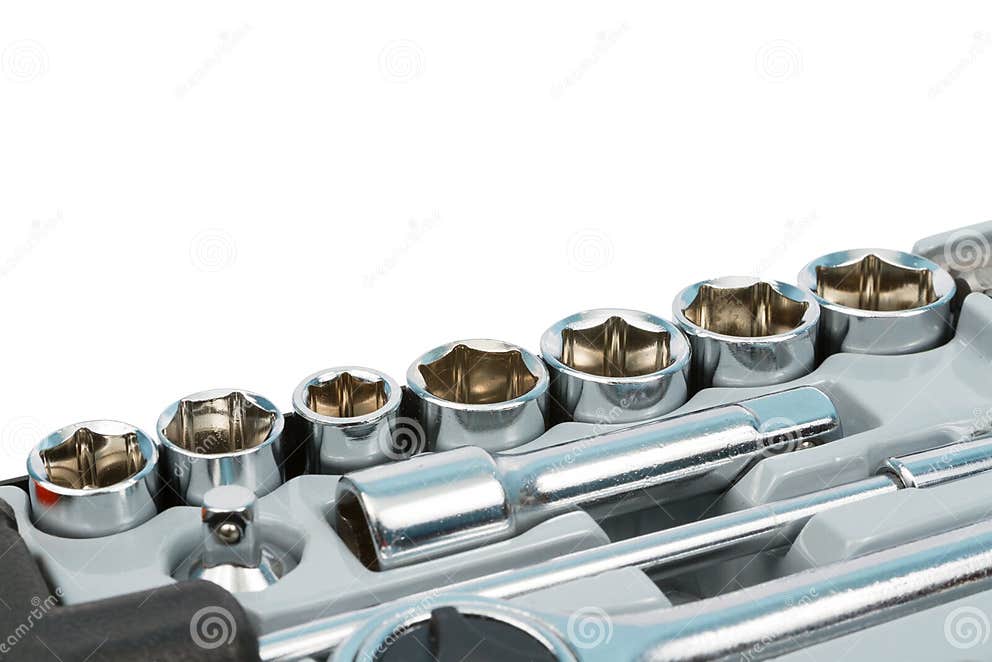 Ratchet and a Set of Interchangeable Heads Stock Image - Image of ...