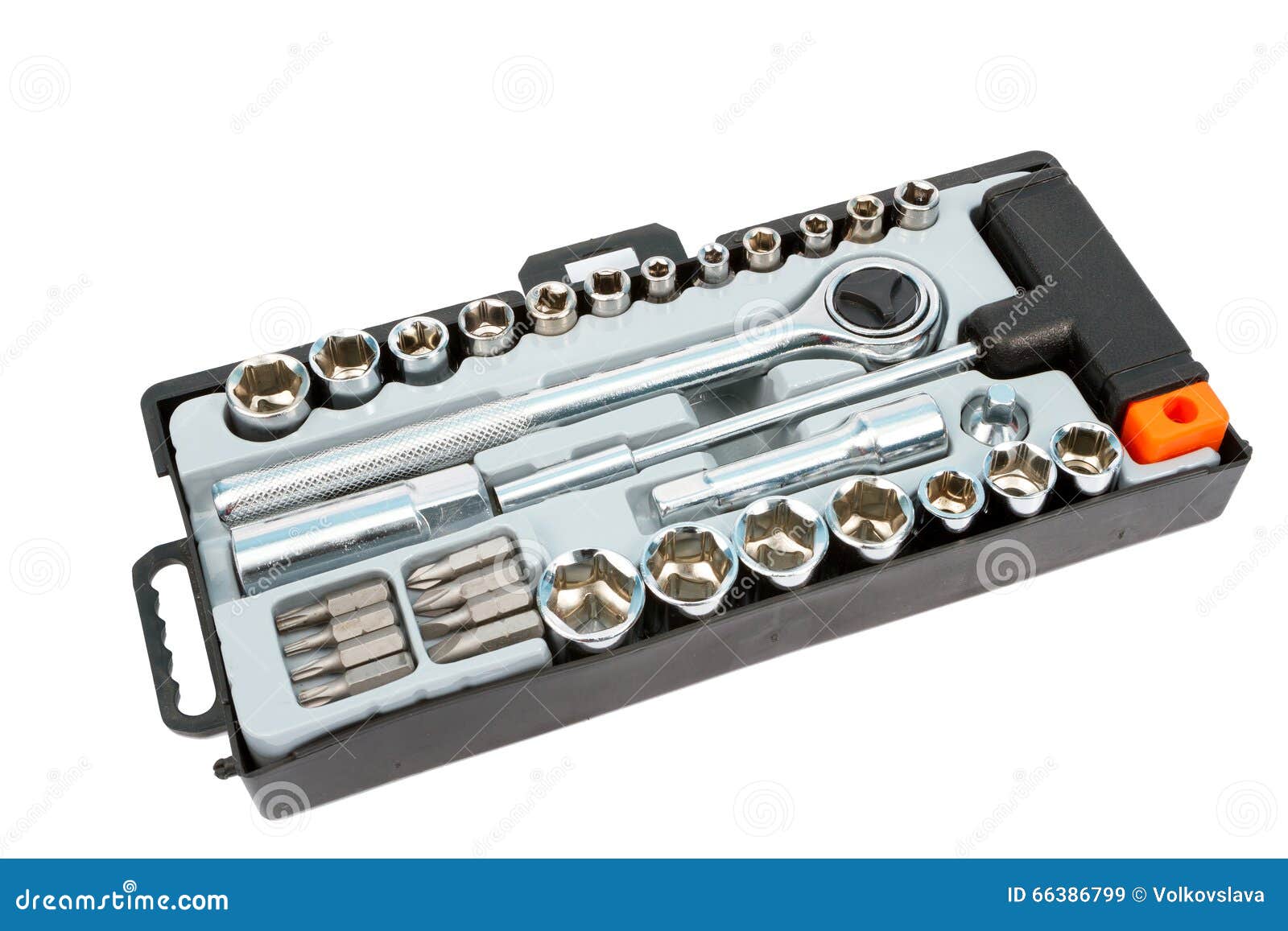 Ratchet and a Set of Interchangeable Heads Stock Image - Image of ...