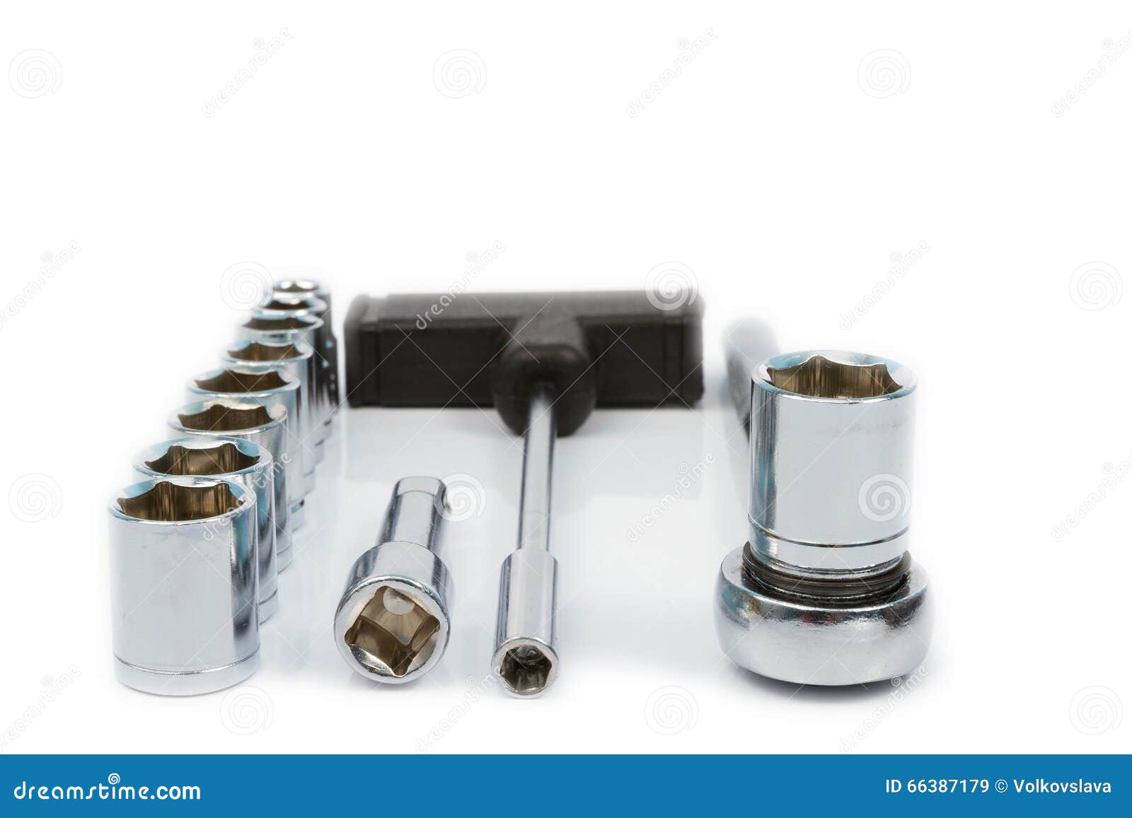 Ratchet and a Set of Interchangeable Heads Stock Image - Image of ...