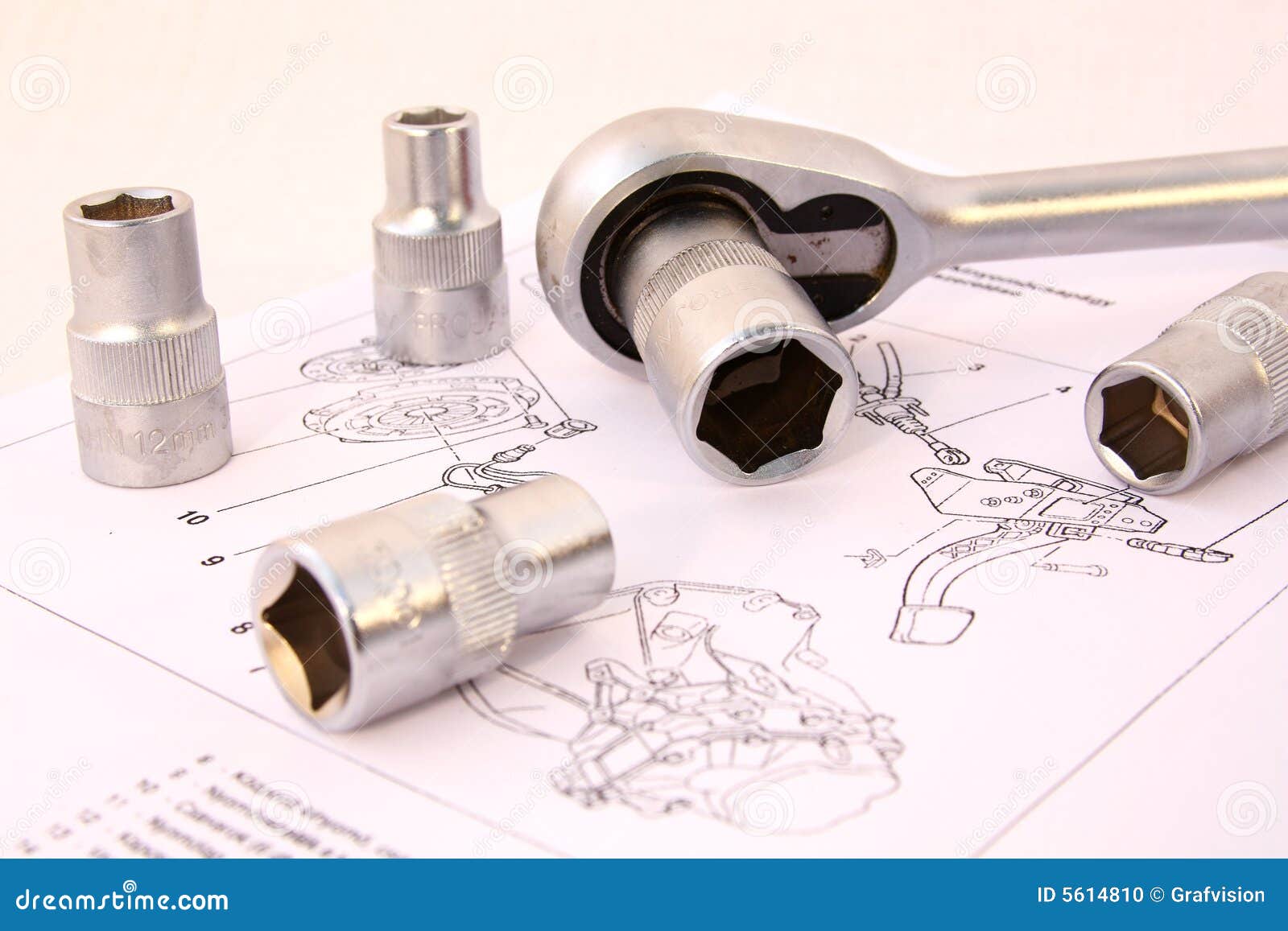 Ratchet and sockets stock photo. Image of isolated, mechanical - 5614810