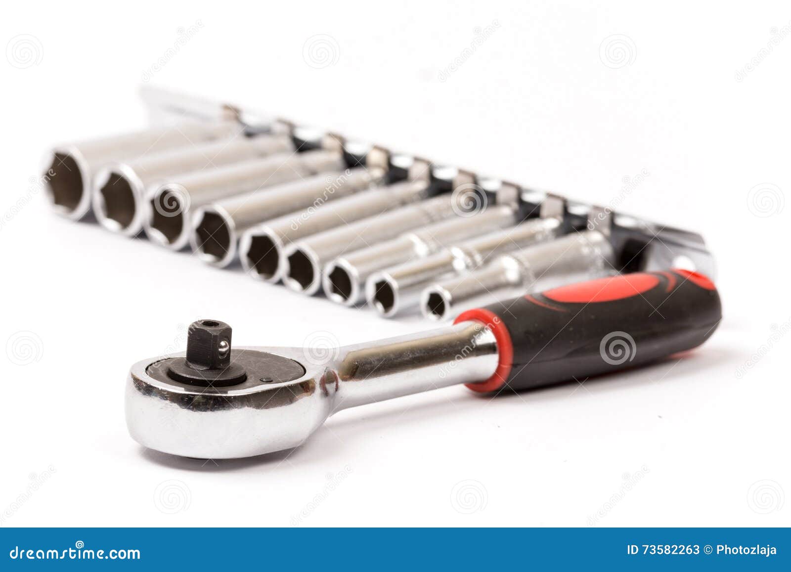 Ratchet With Sockets Blurred Background Royalty-Free Stock Photo ...