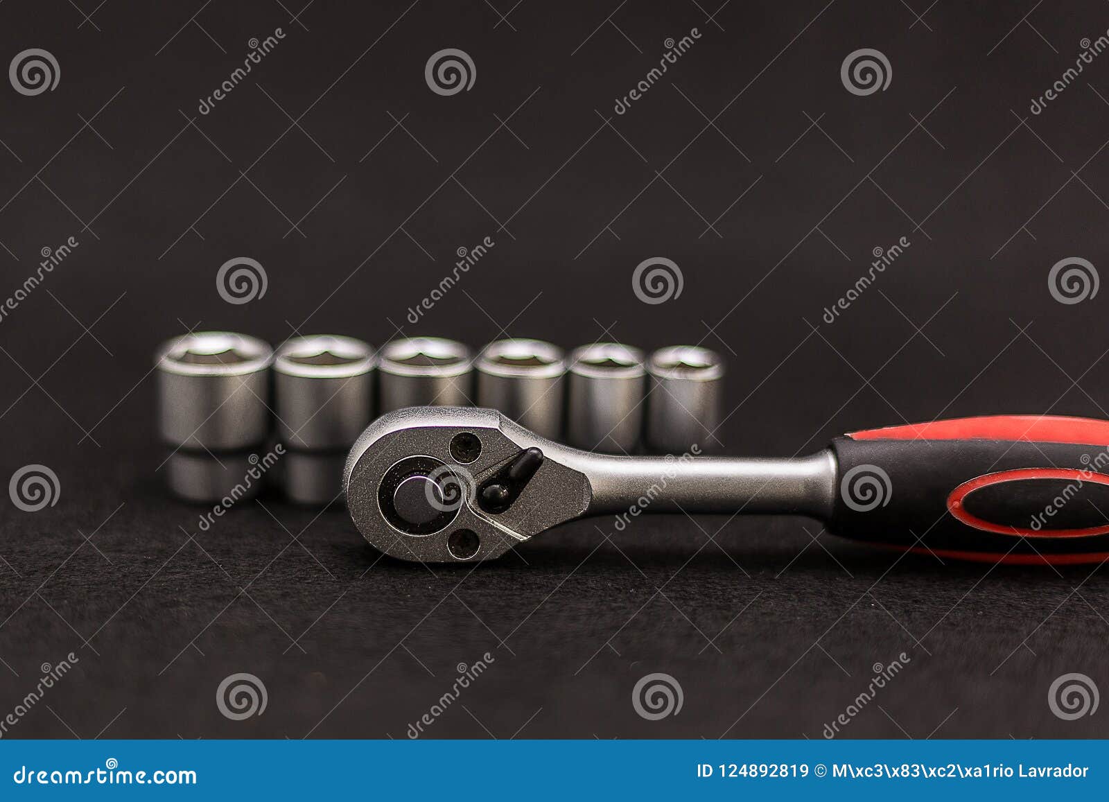 Ratchet Wrenches on Black Background Stock Image - Image of work ...