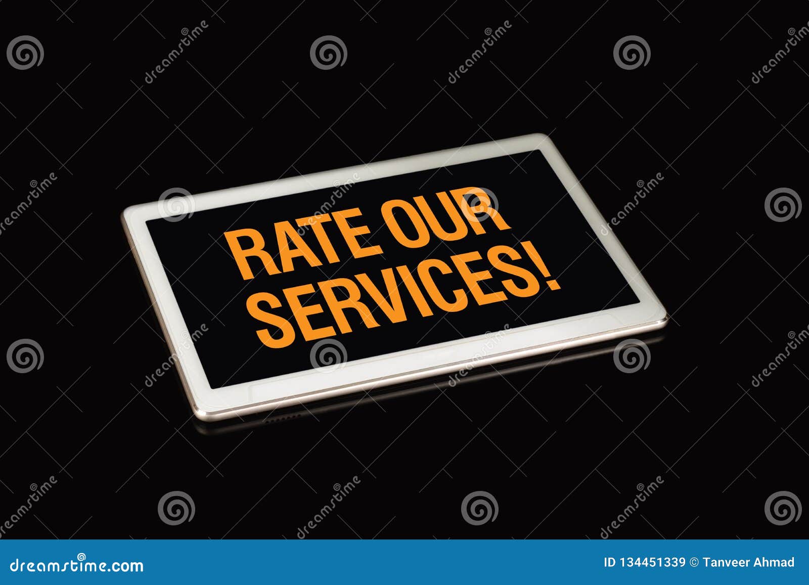 Rate Our Services Sign, Wrritten on Tablet Screen Stock Image - Image ...
