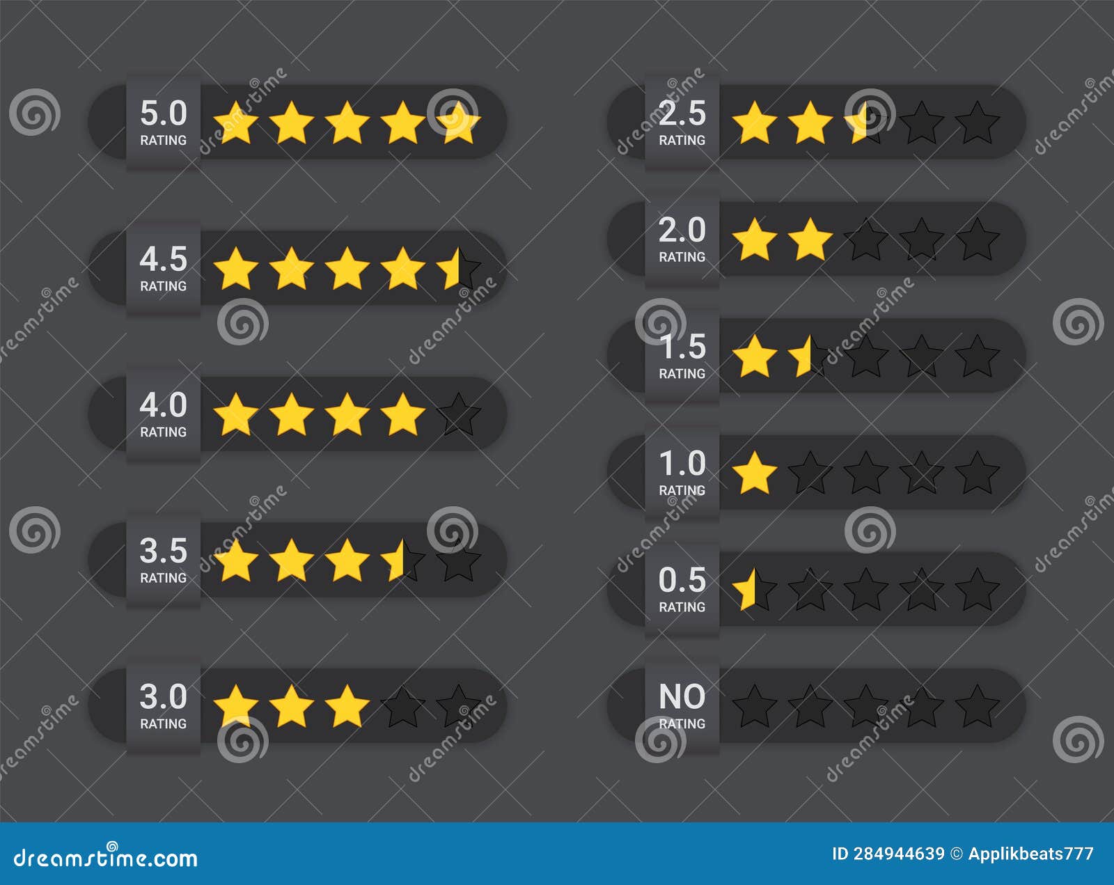 Rate Star on Black. Rating Vote Marks. Vector Illustration Stock Vector ...