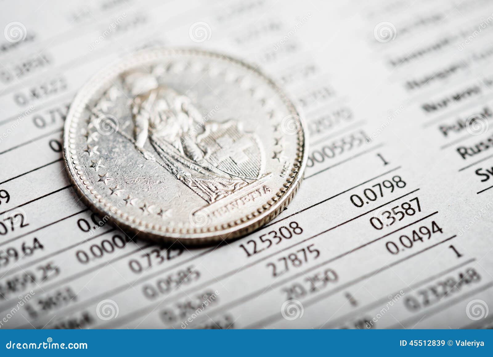 Rate of the Swiss Franc stock image. Image of finance - 45512839