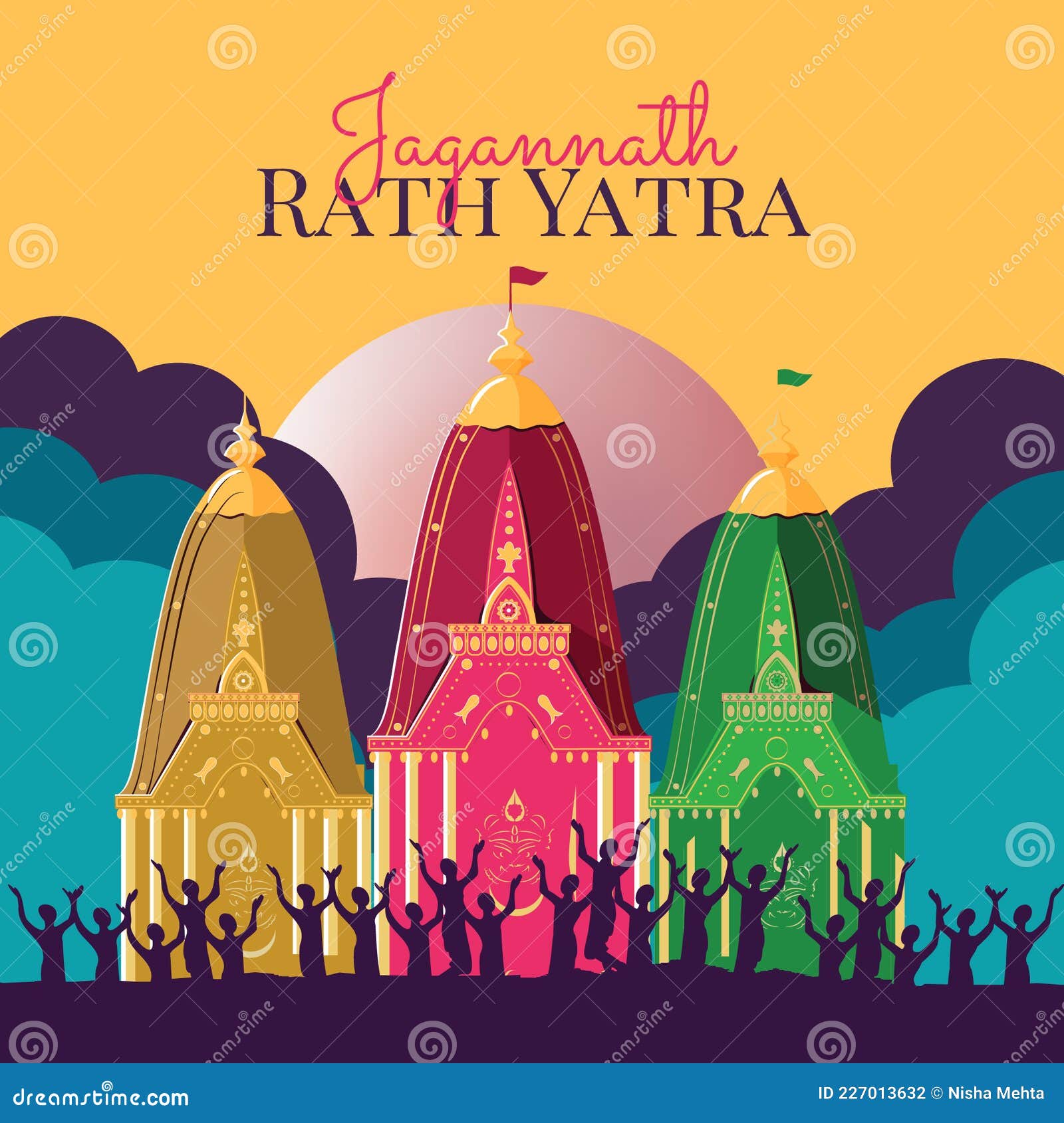 Banner Design of Rath Yatra Festival Stock Vector - Illustration of ...