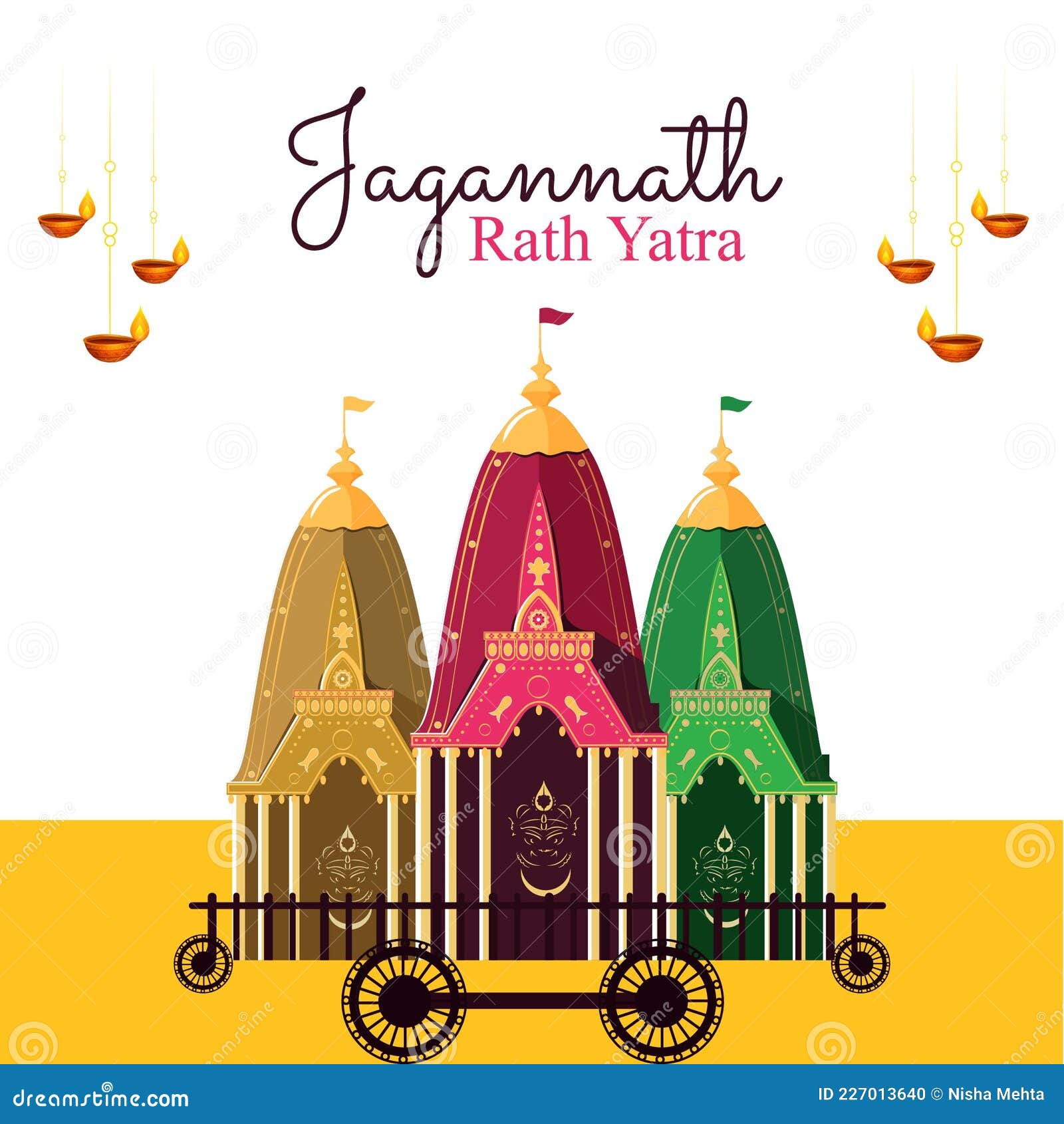 Banner Design of Rath Yatra Festival Stock Vector - Illustration of ...