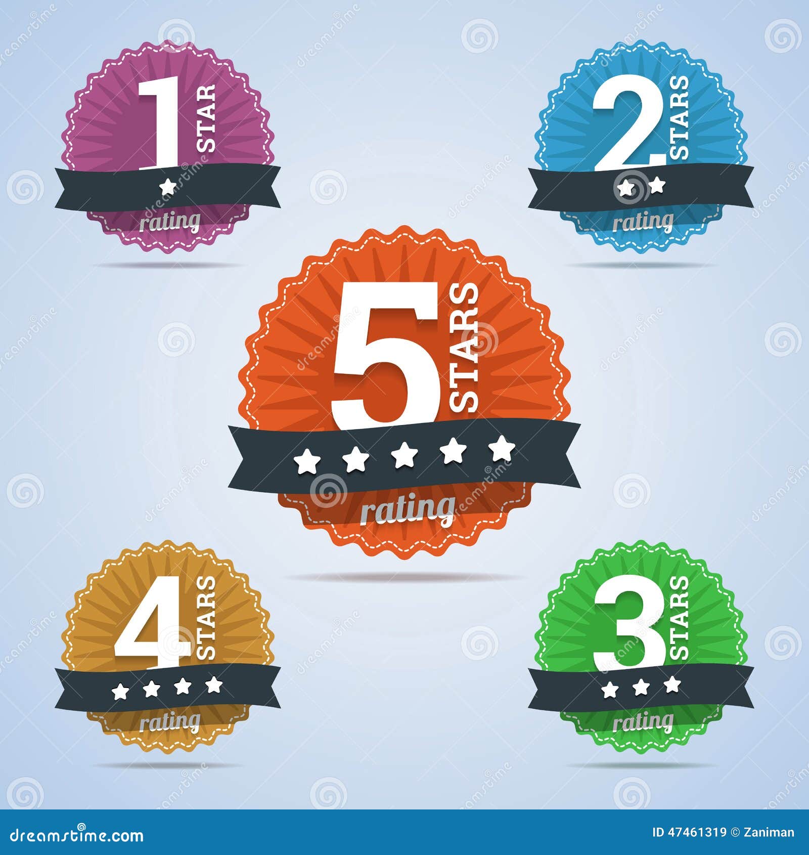 Rating Badges from One To Five Stars Stock Vector - Illustration of ...