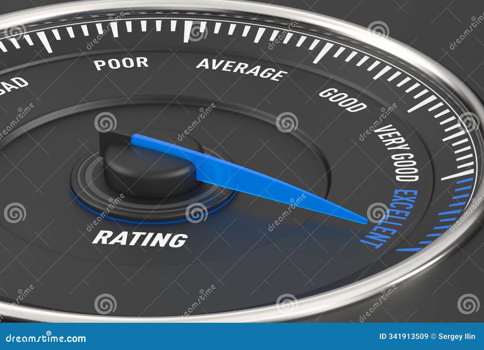 Rating on Car Speedometer. 3D Illustration Stock Illustration ...