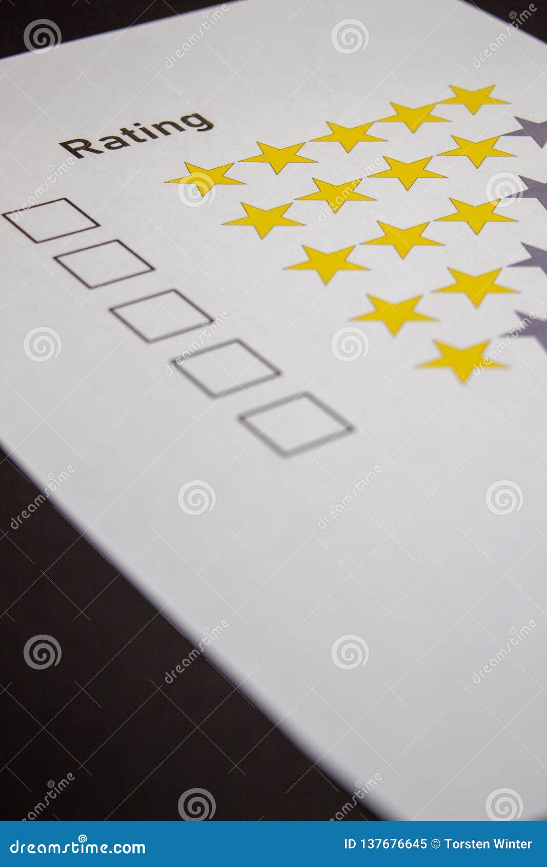 Rating with Five Stars Selection Stock Image - Image of black ...